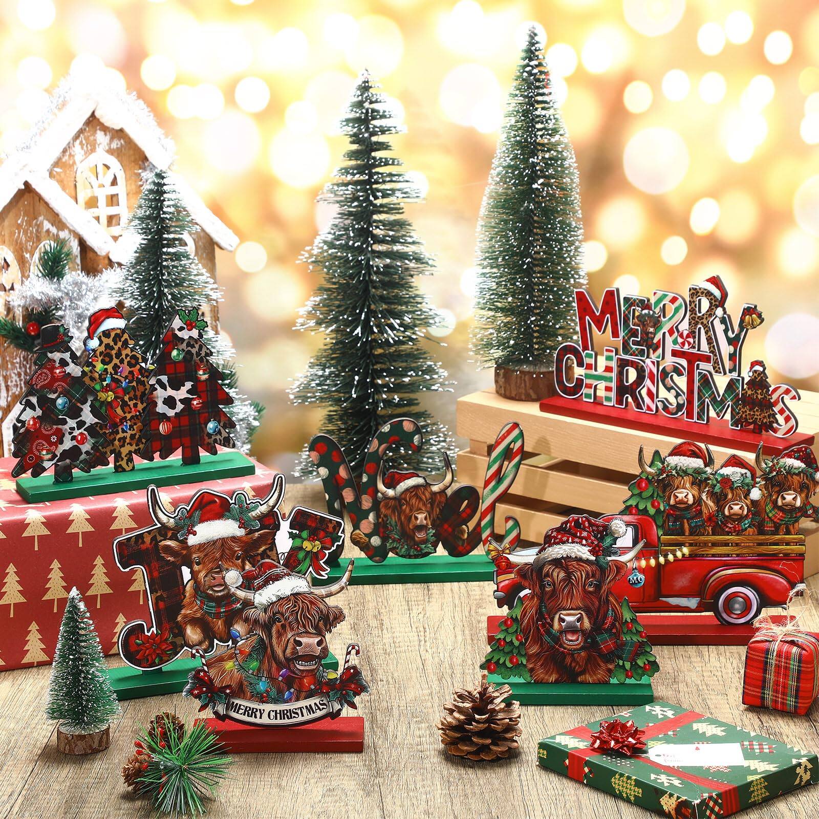 Paradigms Interiors Blossomsound 7 Highland Cow Table Decor Wooden ...