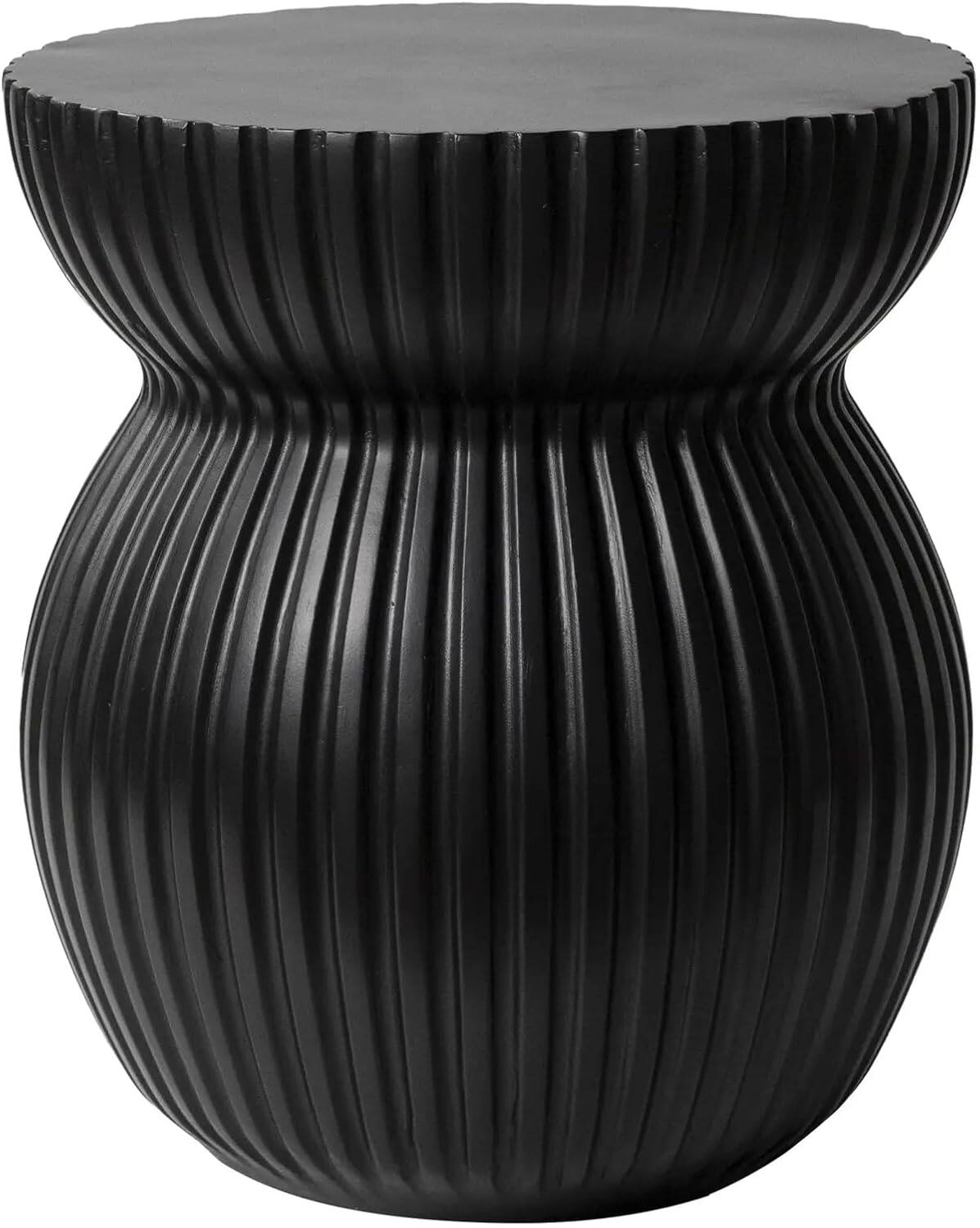 LeisureMod Mander Sculptural Hourglass Side Table Ribbed Fiberstone ...