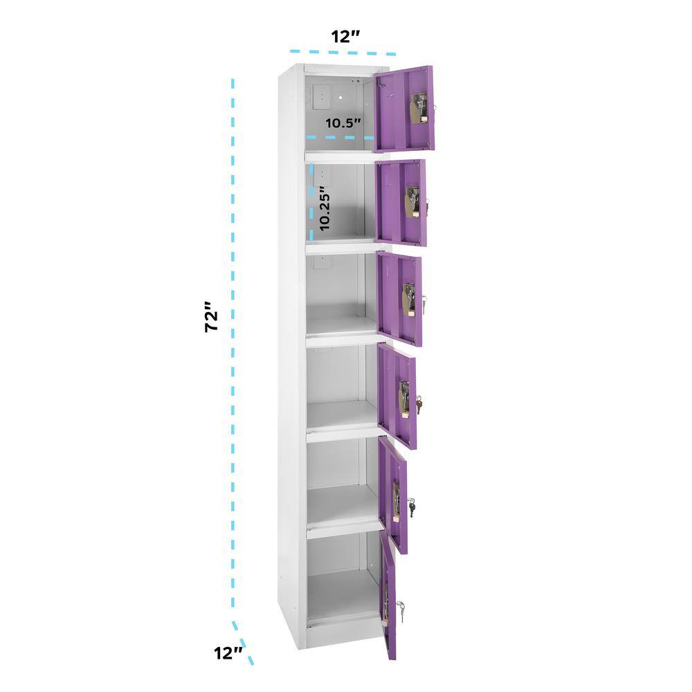 AdirOffice Storage Locker 629 Series 72" H 6 Tier Steel Key Lock 6 ...