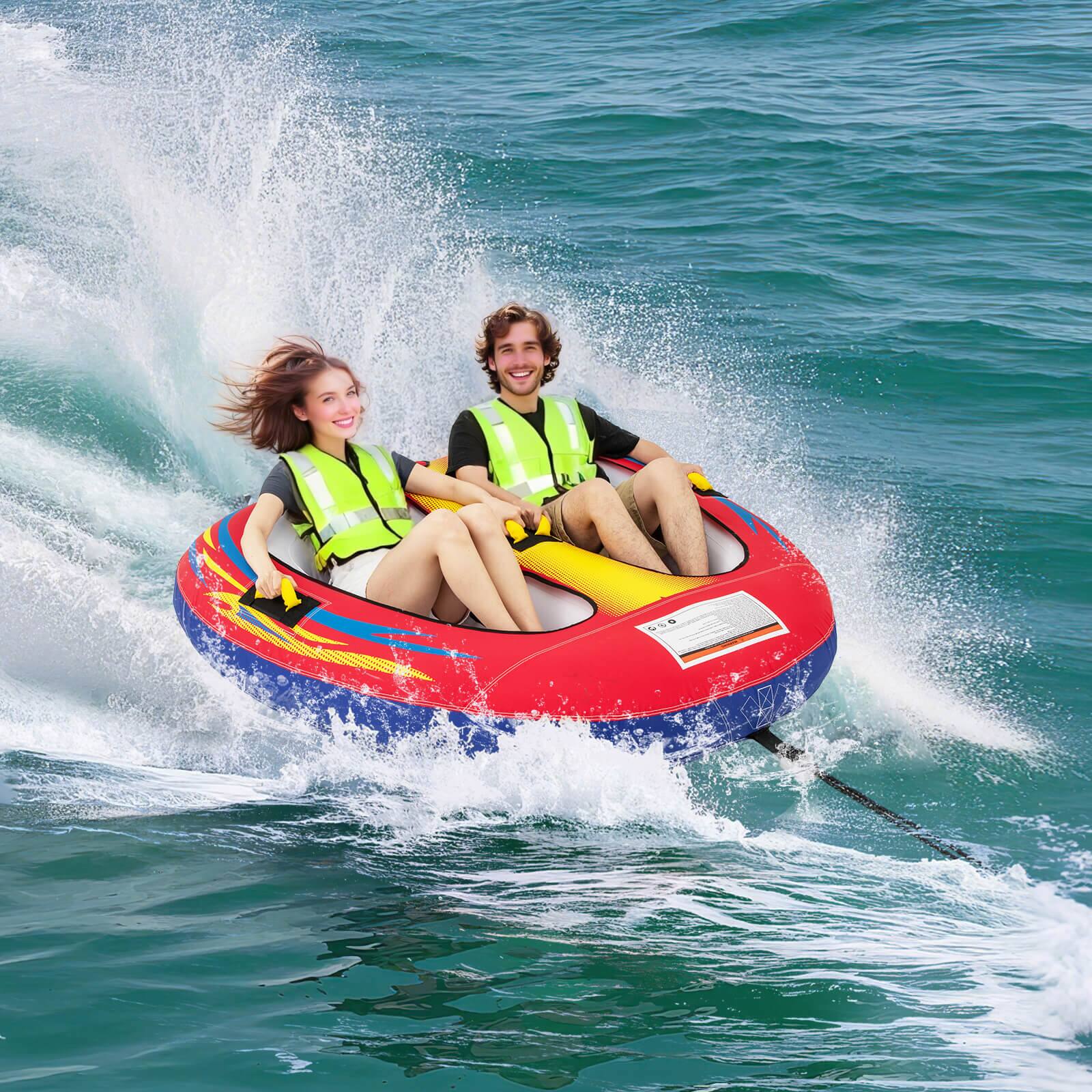 Costway Towable Tube for Boating 1 or 2 Person Inflatable Boat Tube for ...