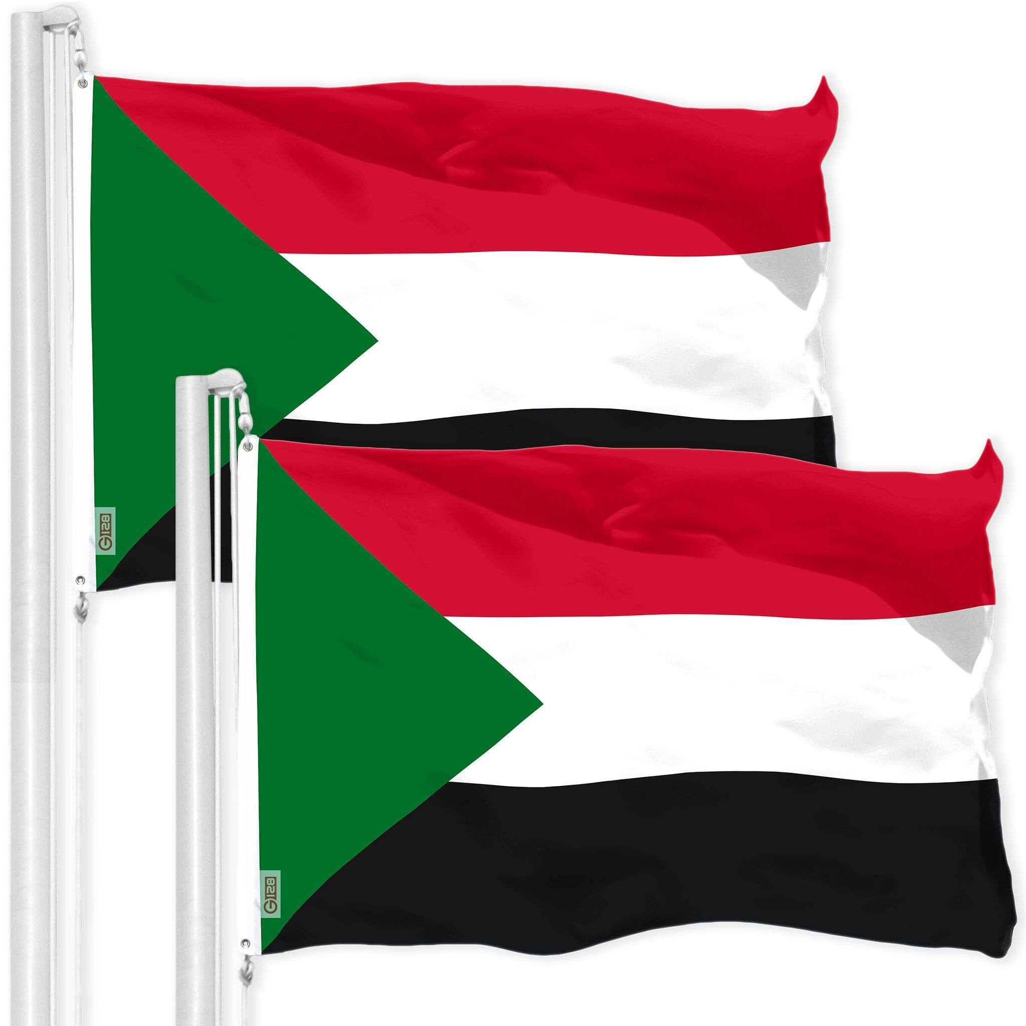 G128 Sudan Flag 3 x 5 ft, 2 Pack Printed 150D Polyester Assorted Colors ...