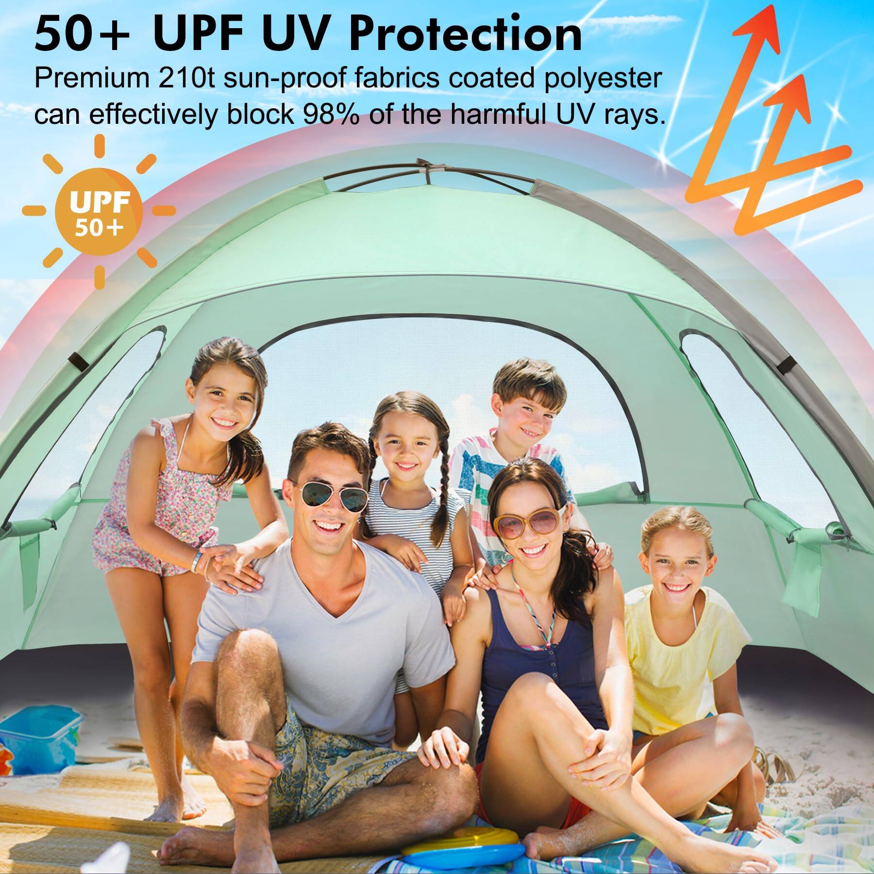 Paradigms Interiors Beach Tent Anti uv Portable Sun Shade Shelter For Extendable Floor With Mesh ...