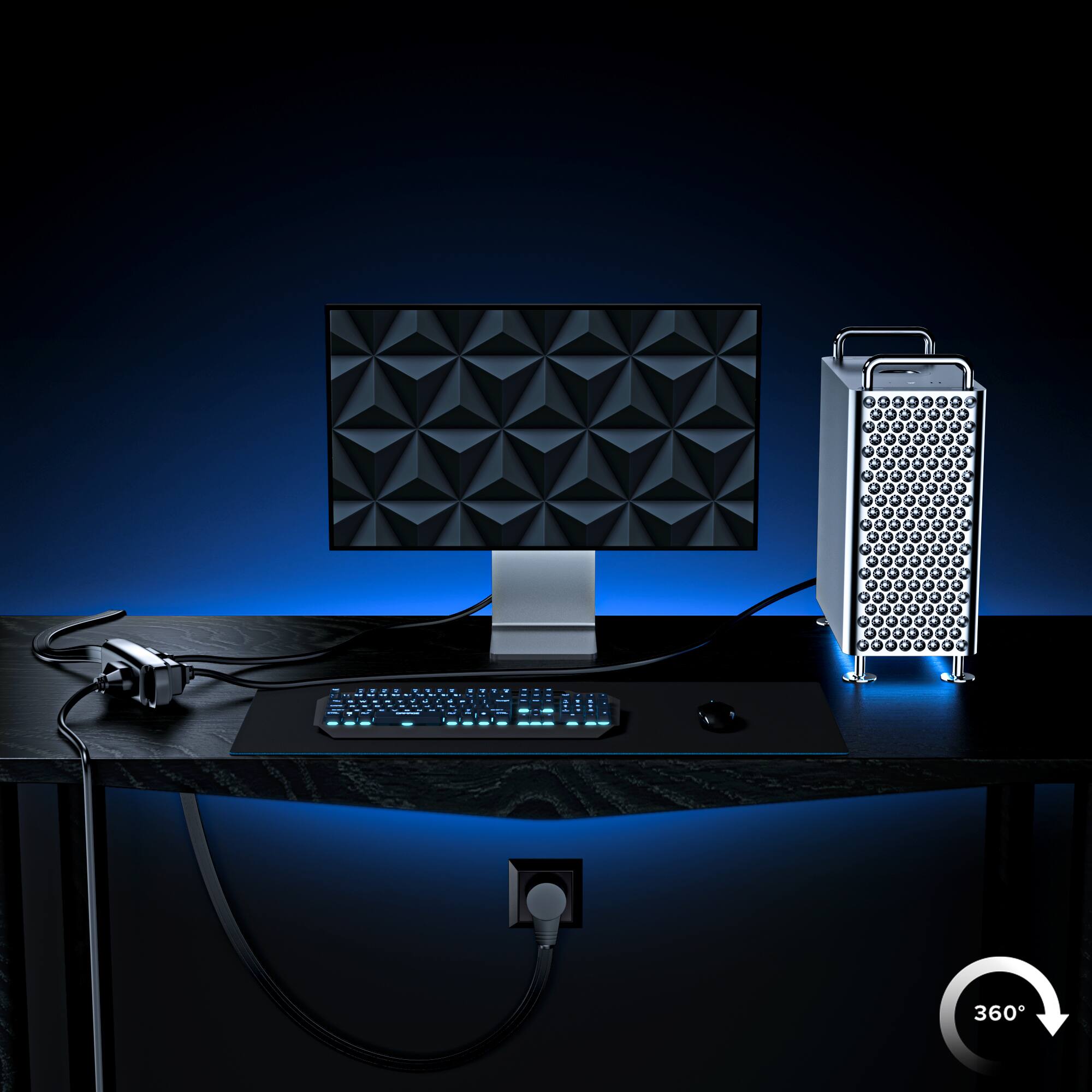 Maximm 360 Degree Rotating Flat Extension Cord 3 Ft Multi 3 Outlet Power Cord Grounded 16 AWG UL ...