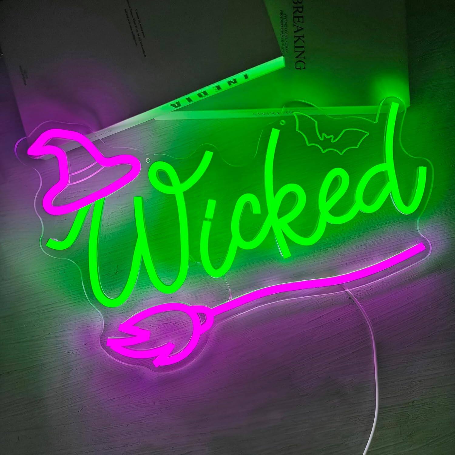 Auledio Dimmable Witch Neon Sign Halloween Neon Sign Purple, green ...