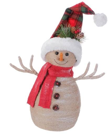 Raz 13.25" and Red Snowman with Plaid Snow Cap Christmas Decor Brown 31730105 - Best Buy