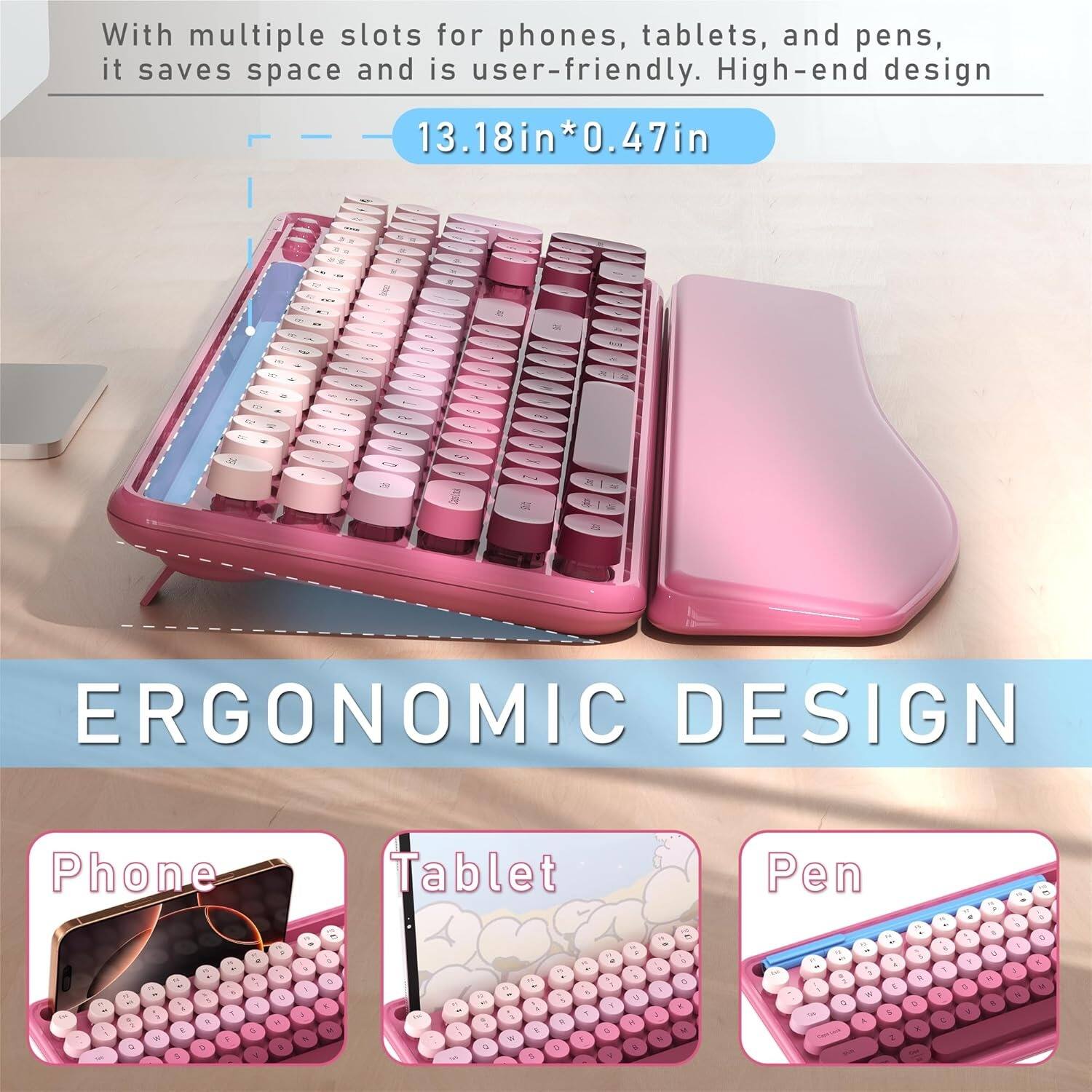 PARKER SLATER Colorful wireless keyboard and mouse combo with phone ...