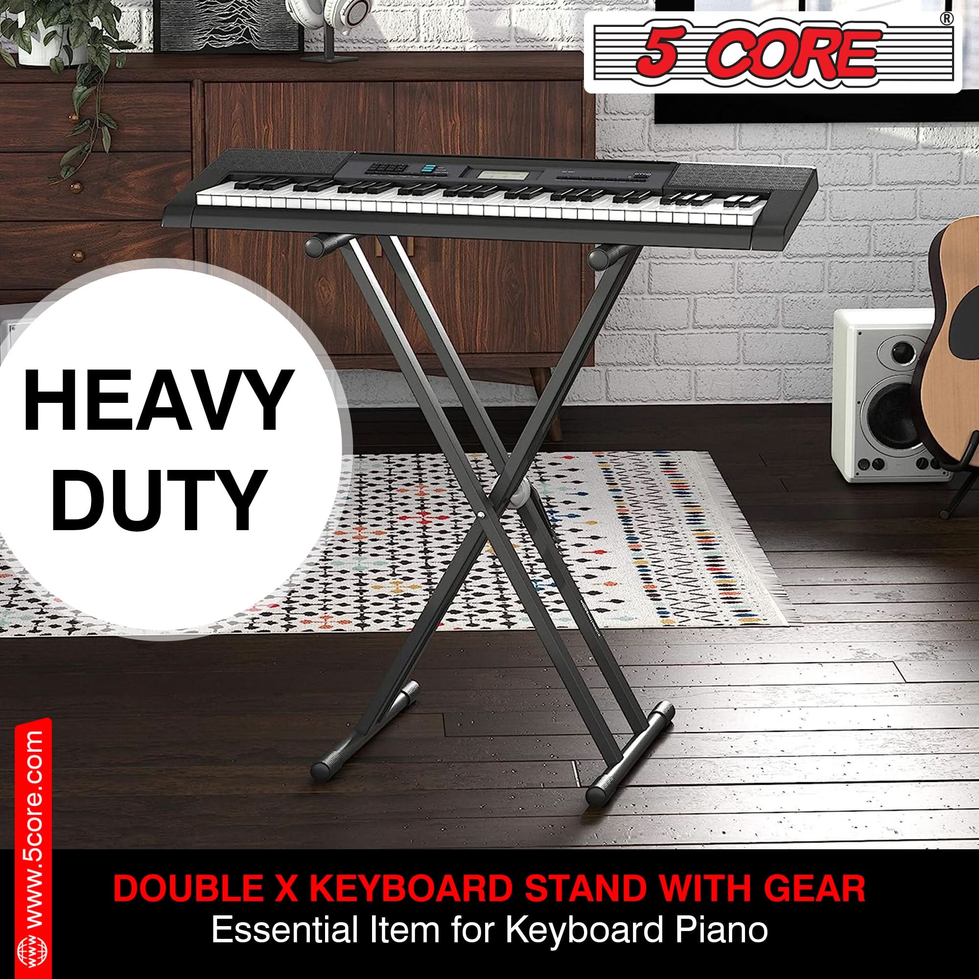 5 CORE Keyboard Stand Dual X Shape Gear Adjustable Foldable Portable ...