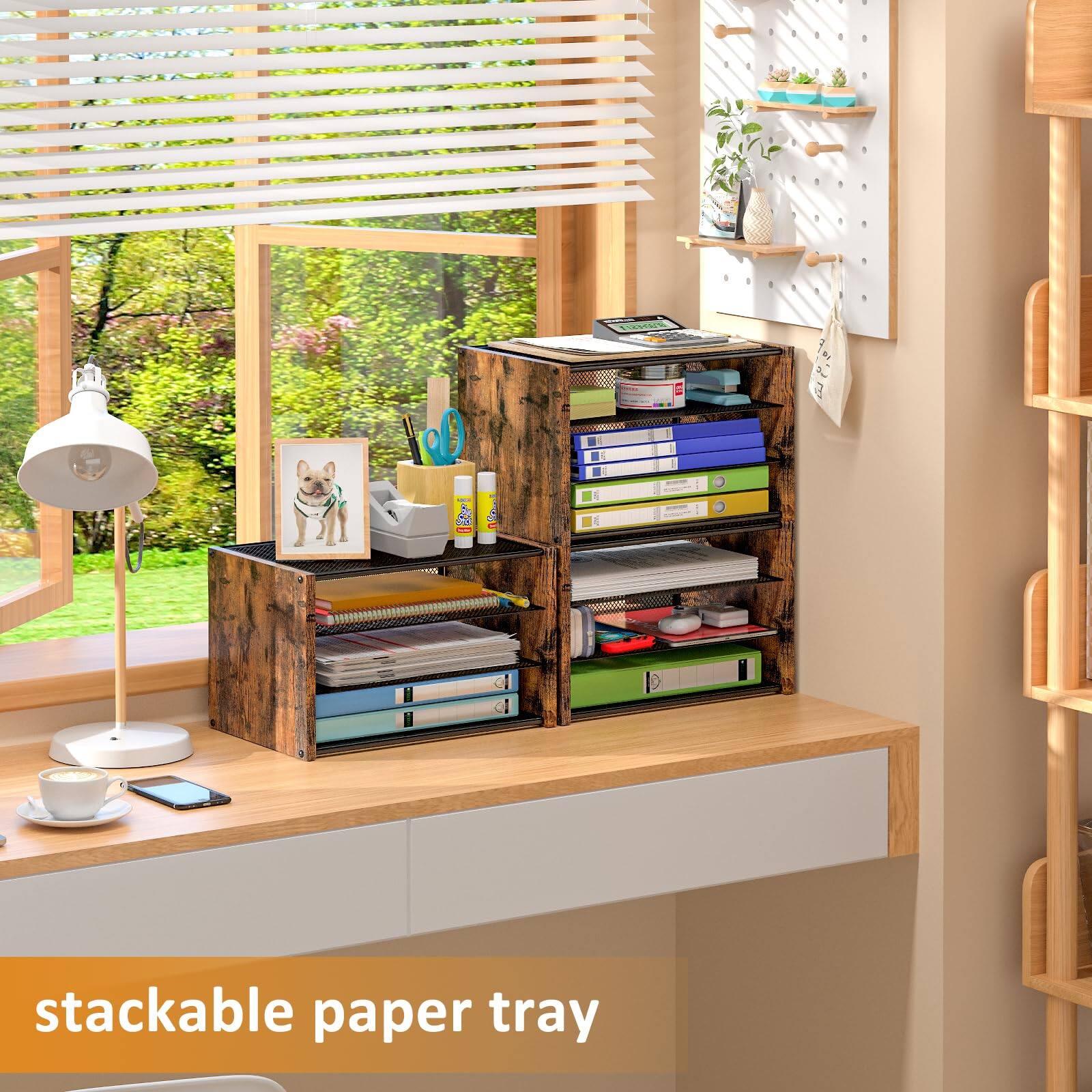 Dapper Styles 3 tier Paper Letter Tray Wooden Desk File Organizer ...