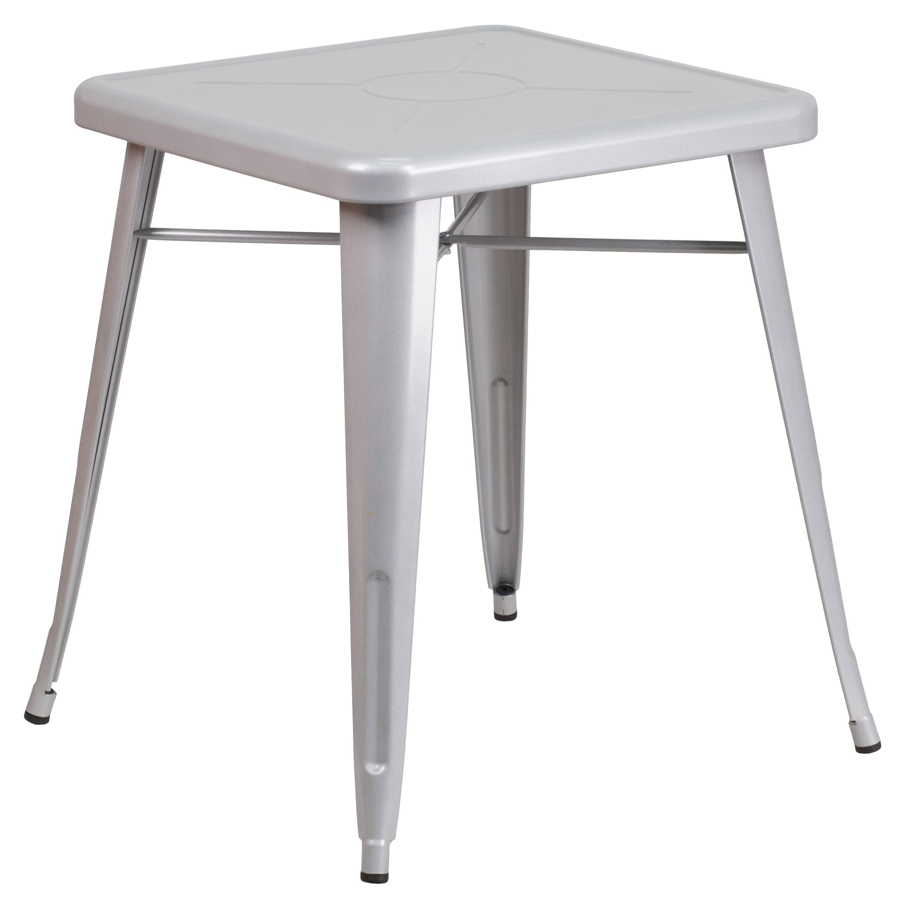 Emma + Oliver Commercial Grade 23.75" Square Metal Indoor Outdoor Table ...