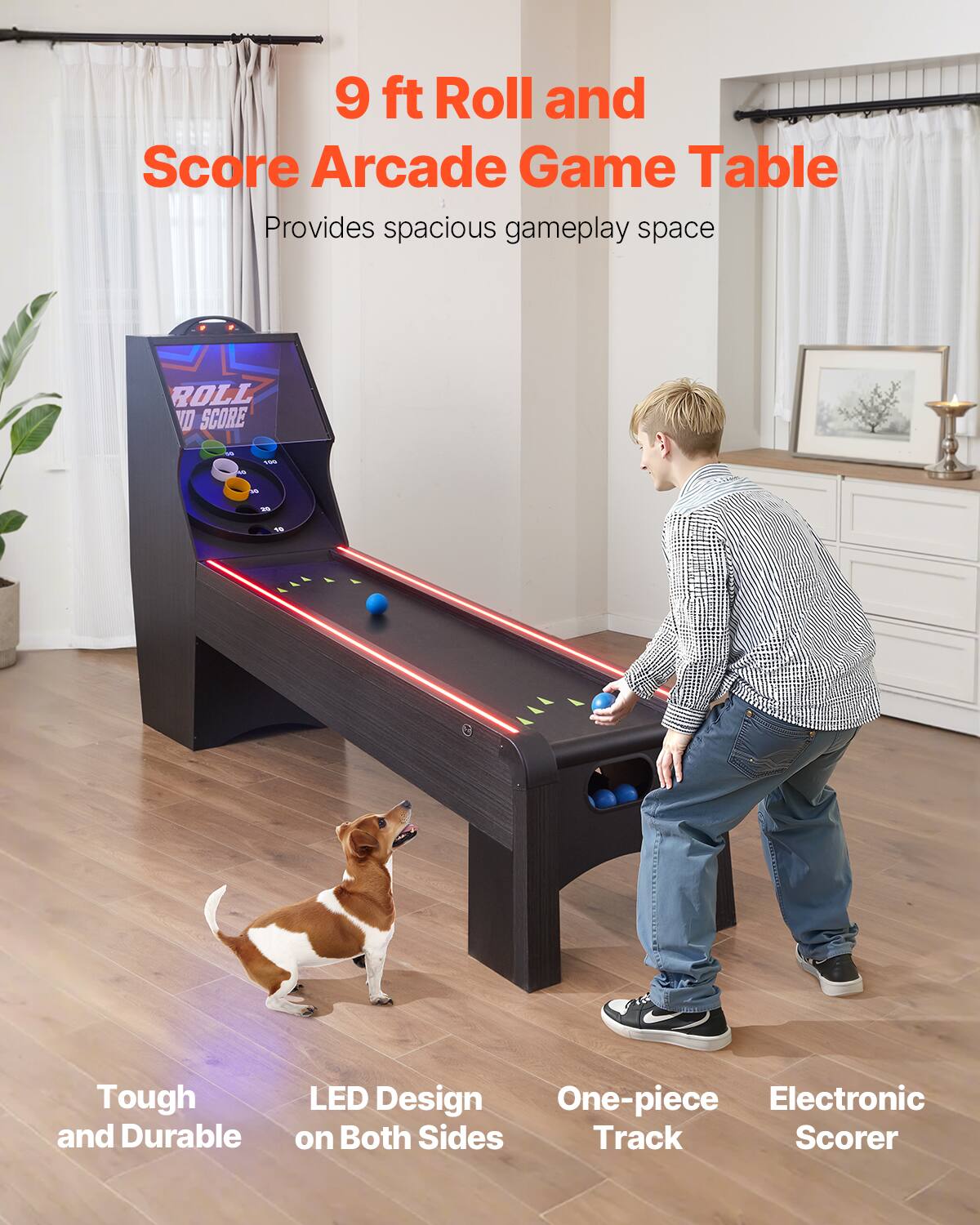 VEVOR 9' Roll and Score Classic Arcade Game Table, Skee Ball Arcade ...
