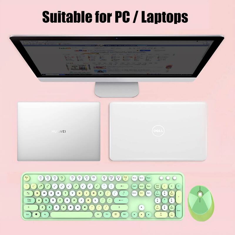 Luckbyte Retro Full Size Wireless Keyboard & Mouse Combo Typewriter ...