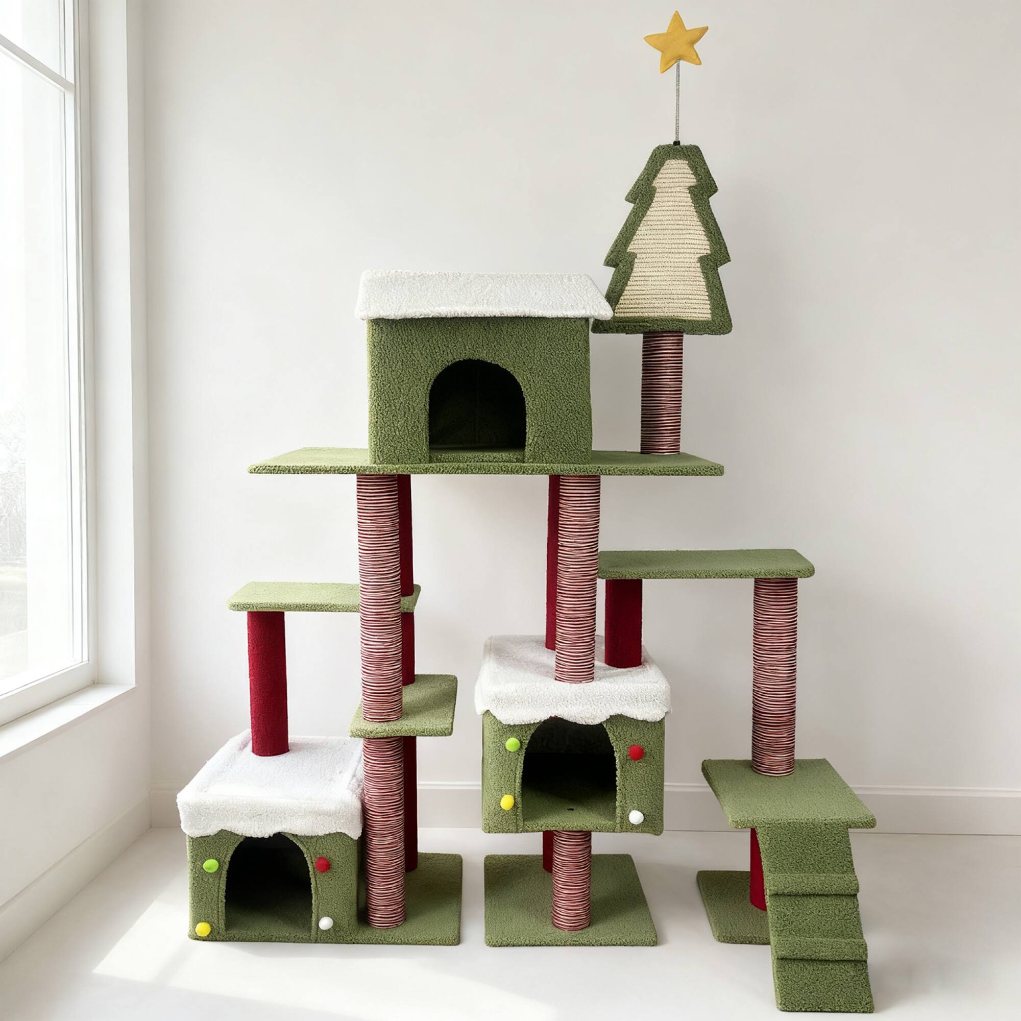 ELEMENT ACE Festive Multi Level Cat Tree with Holiday Theme for Indoor ...