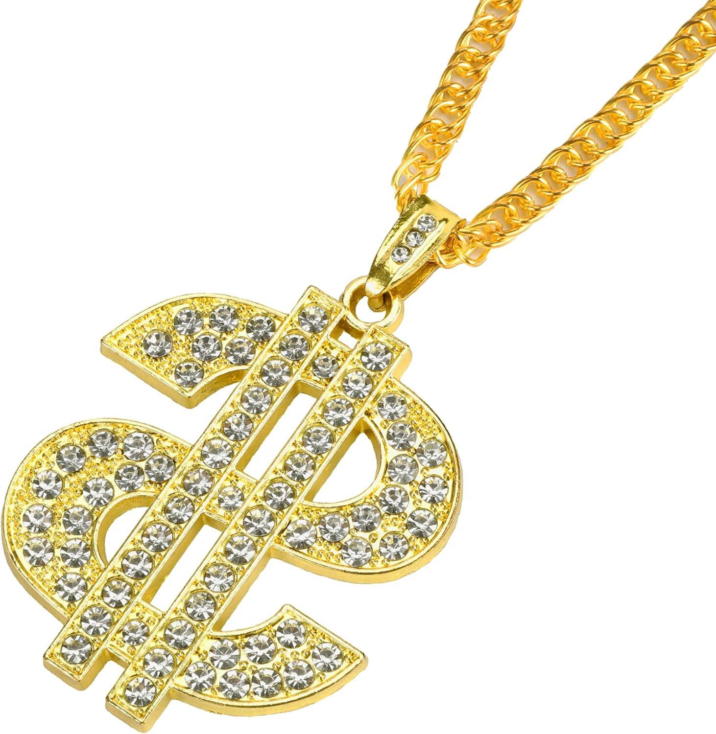 Live At Space Men's Fake Gold Hip Hop Necklace Long Money Chain with ...