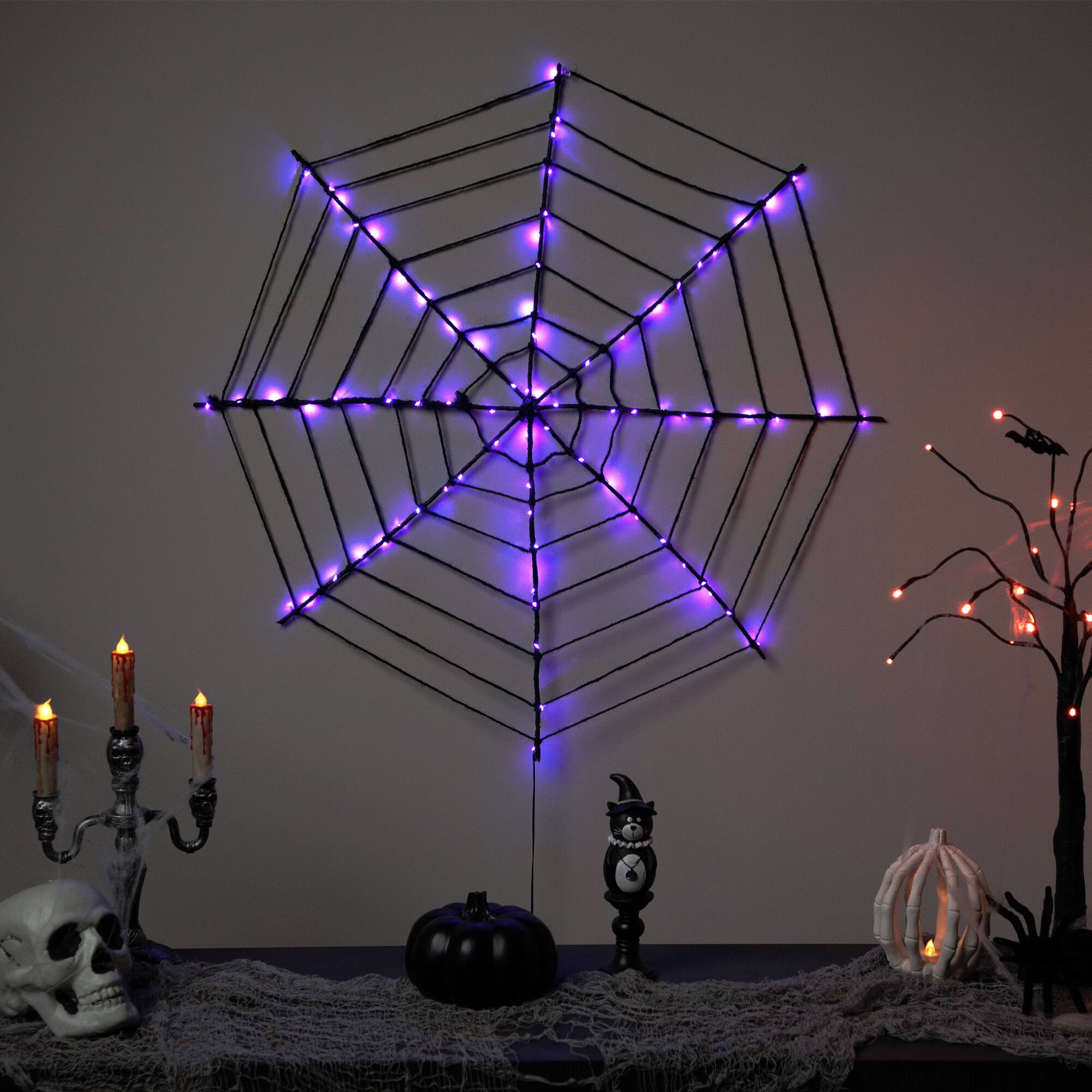 Northlight LED Lighted Spider Web Halloween Decoration 31.5" Purple ...