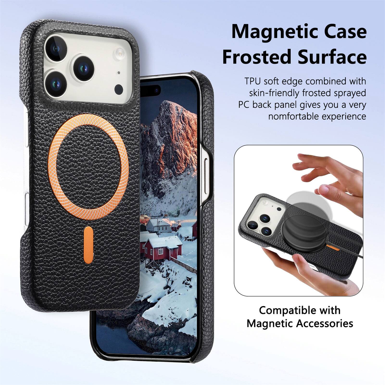 Dteck Lychee Texture Case for Apple iPhone 17 Pro, Premium PU Leather ...