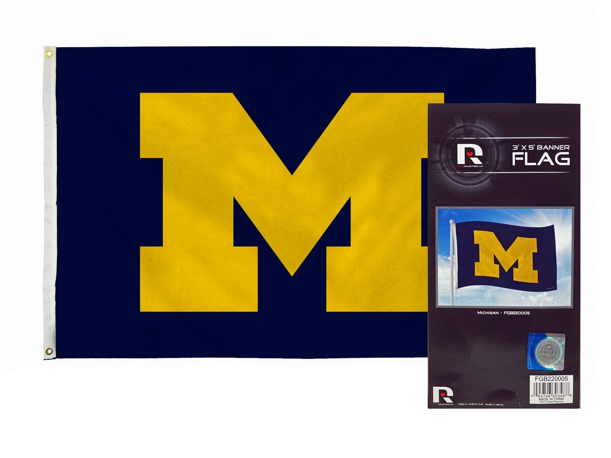 Rico Industries Michigan Wolverines 3X5 Indoor Outdoor Banner Flag w ...