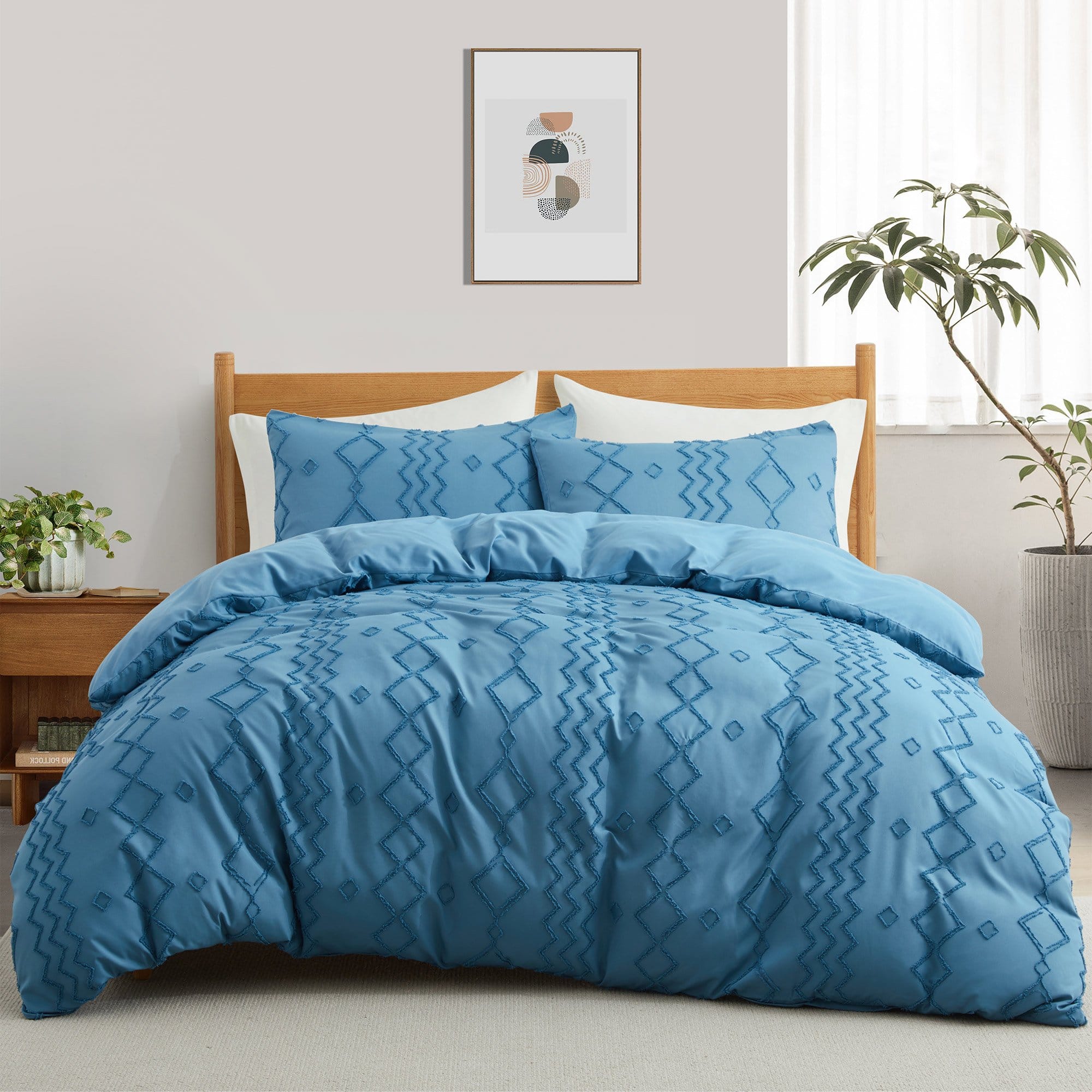 Nest Peace Tufted Clipped Jacquard Geometric Duvet Cover Diamond ...