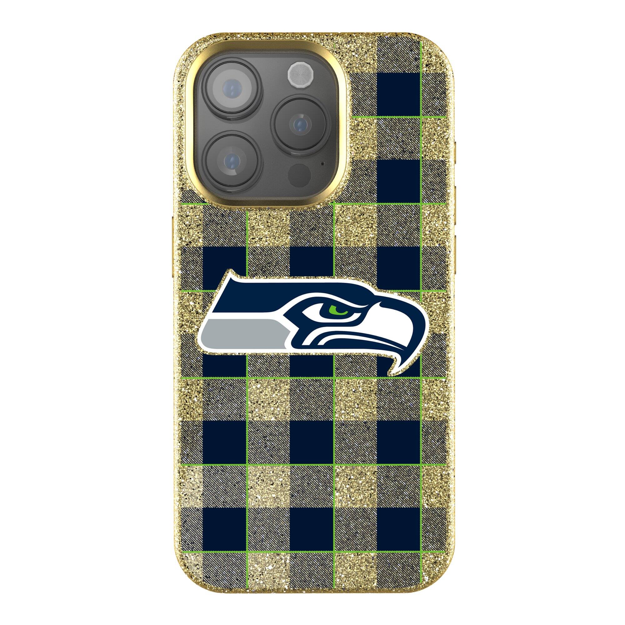 Keyscaper NFL Seattle Seahawks Plaid Bling iPhone Case 14 Plus Gold ...