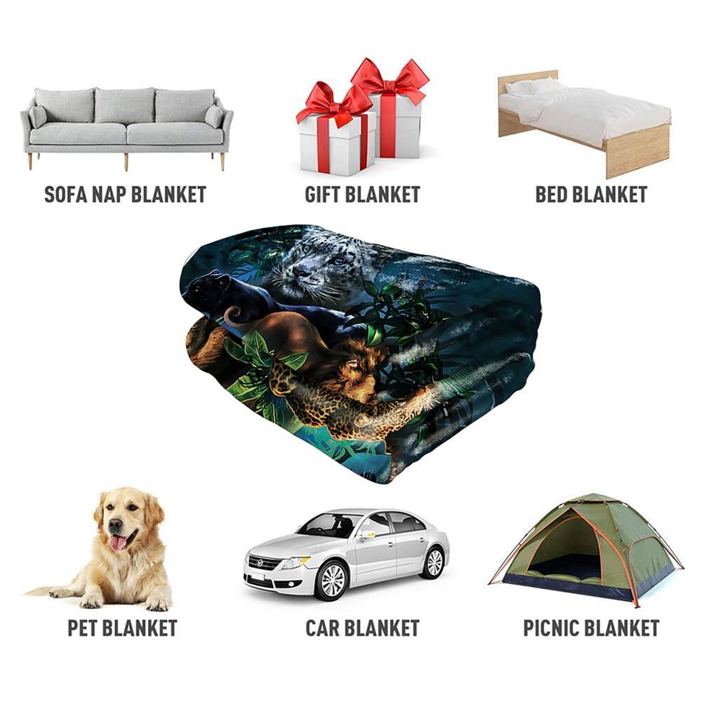 Refined Abode Design x80 Jungle Animals Blanket Soft Cozy Fleece Throw ...