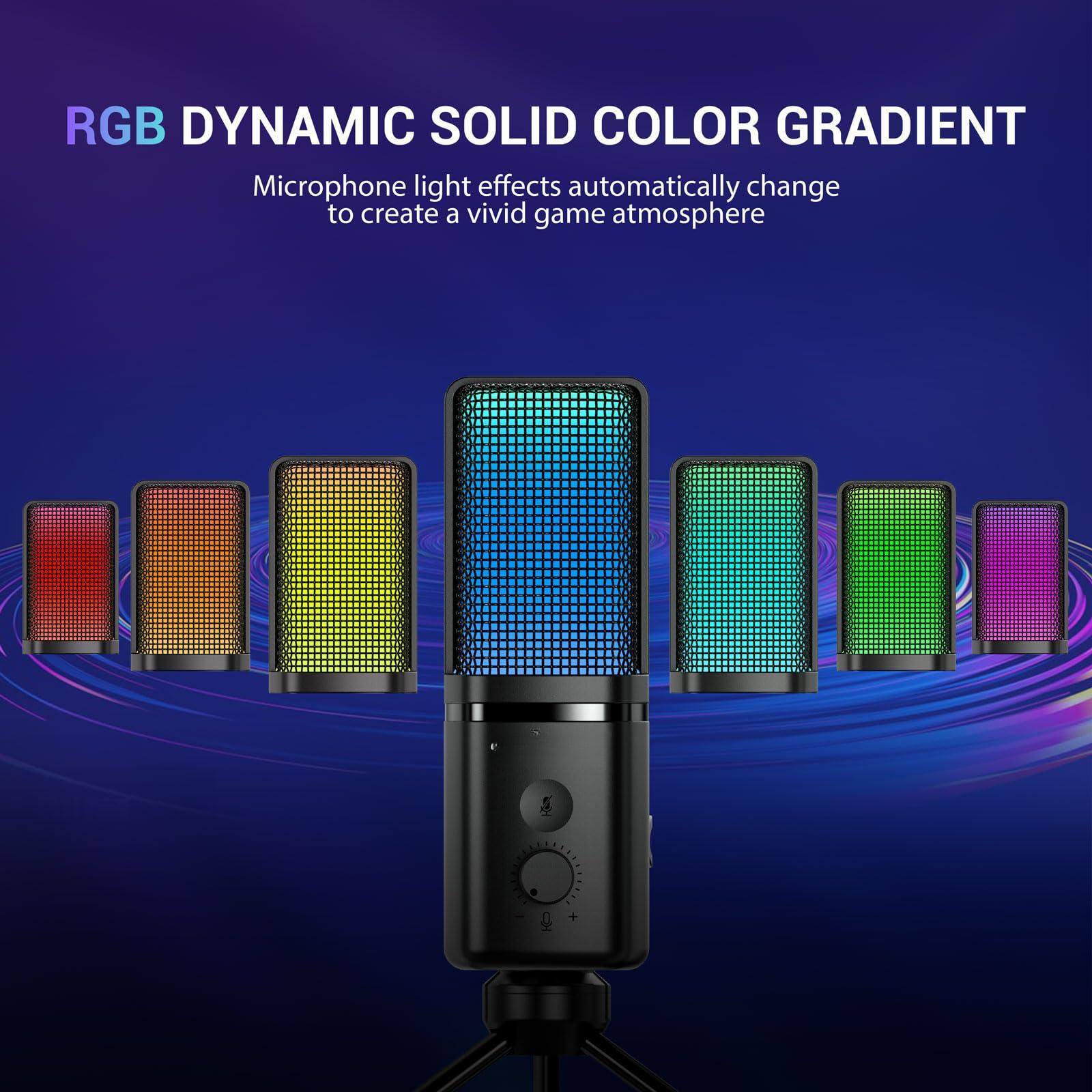 Earthley Blooms Gaming Usb Microphone For Pc Rgb Condenser Computer Mic ...