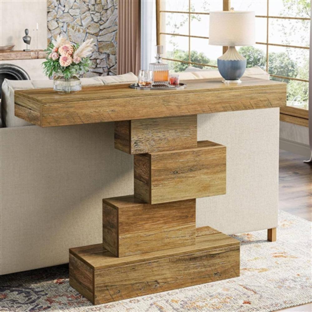Hivvago Modern Farmhouse 42 inch Entryway Accent Sofa Table Wood Finish ...