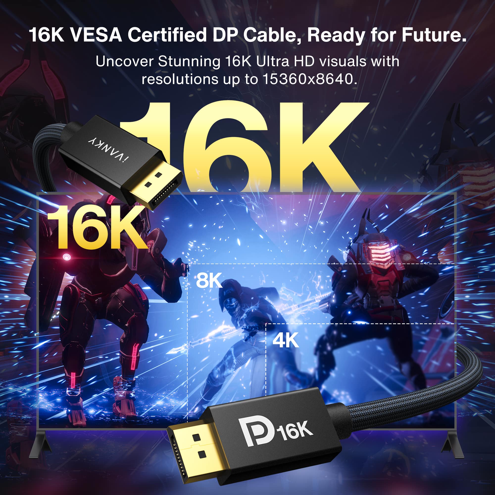 iVANKY 16K 6.6ft Displayport Cable 2.1 VESA Certified DP Cord for 4090 ...