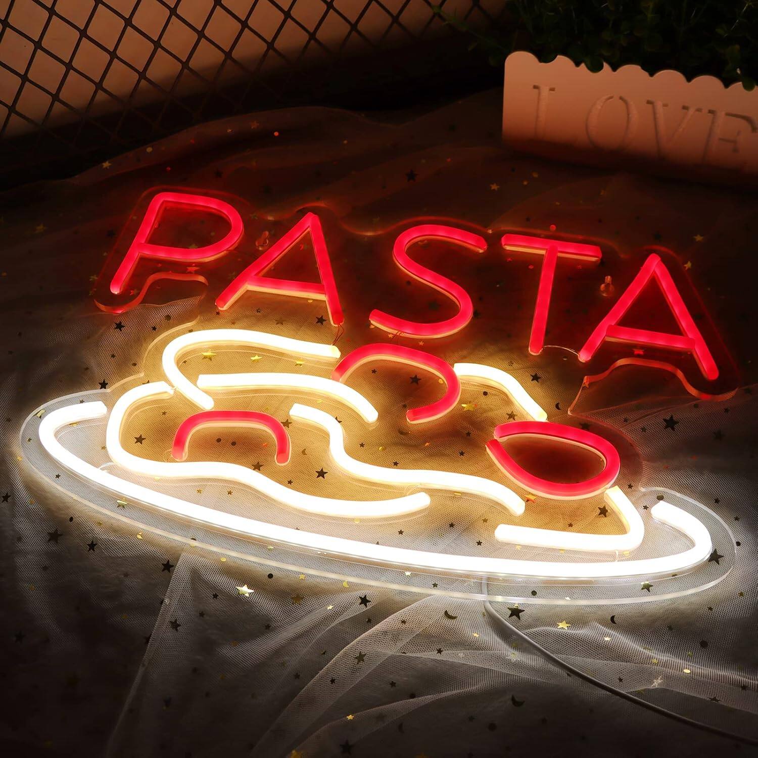 Auledio Pasta Neon Signs for Wall Decor Neon Lights for Bedroom Led ...