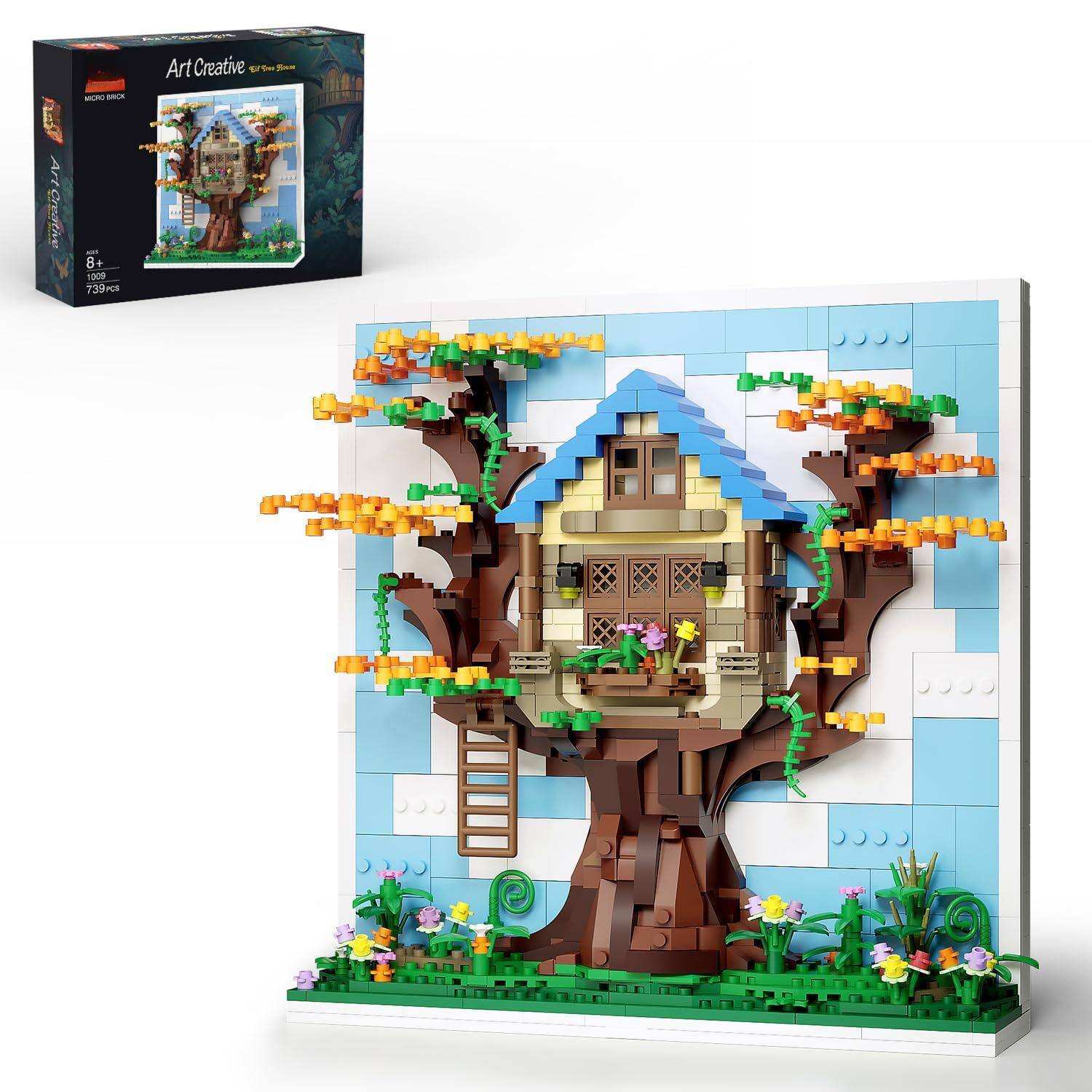 Leash Valley Brick Flower World Building Set Floral Wall Art Home Office Decoration Or Table ...