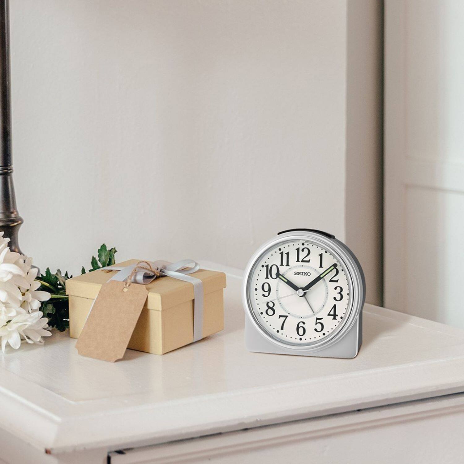Seiko 4" Marui Bedside Alarm Clock Silver QHE198SLH - Best Buy