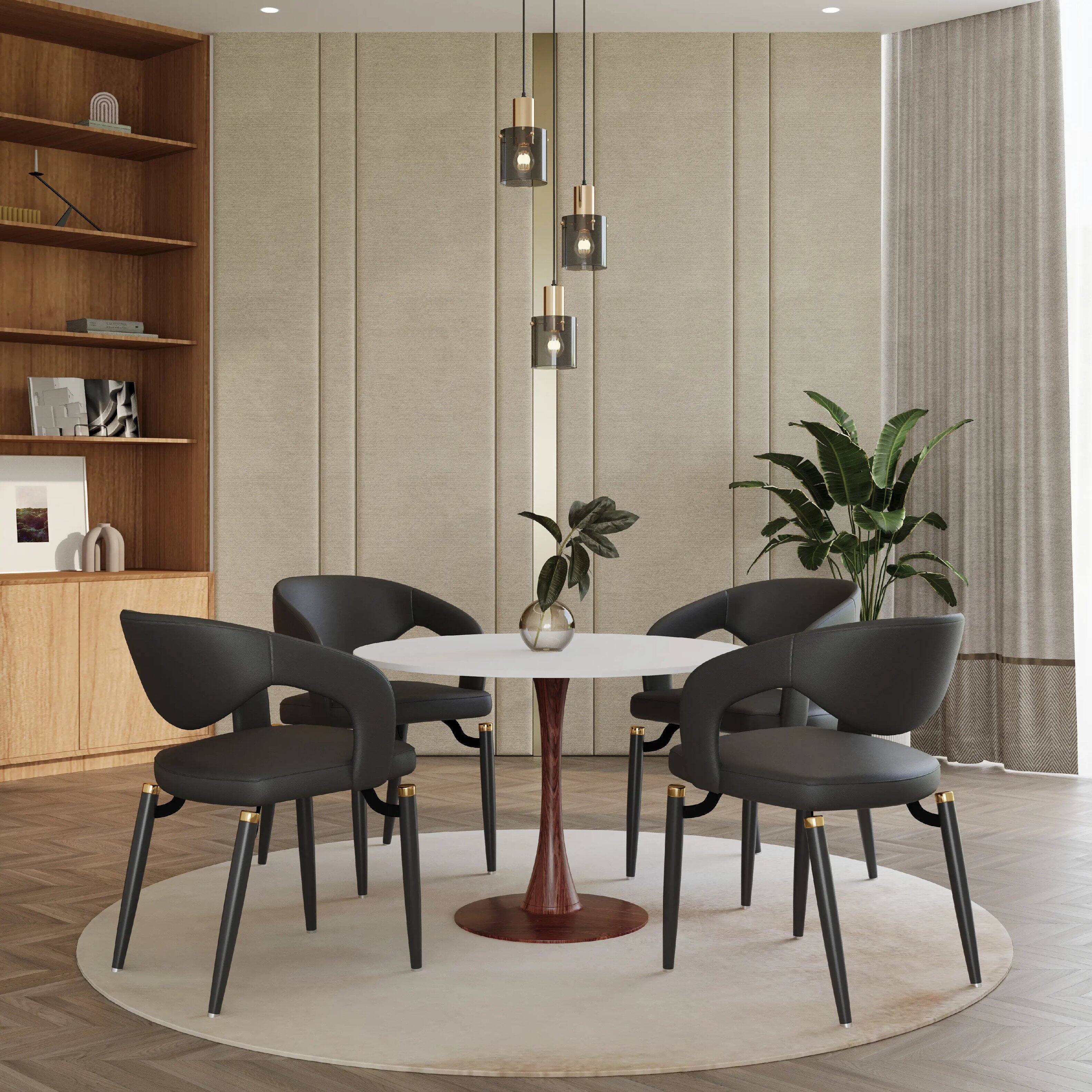 LeisureMod Bristol Round Dining Table 31 in. MDF Tabletop with Walnut ...
