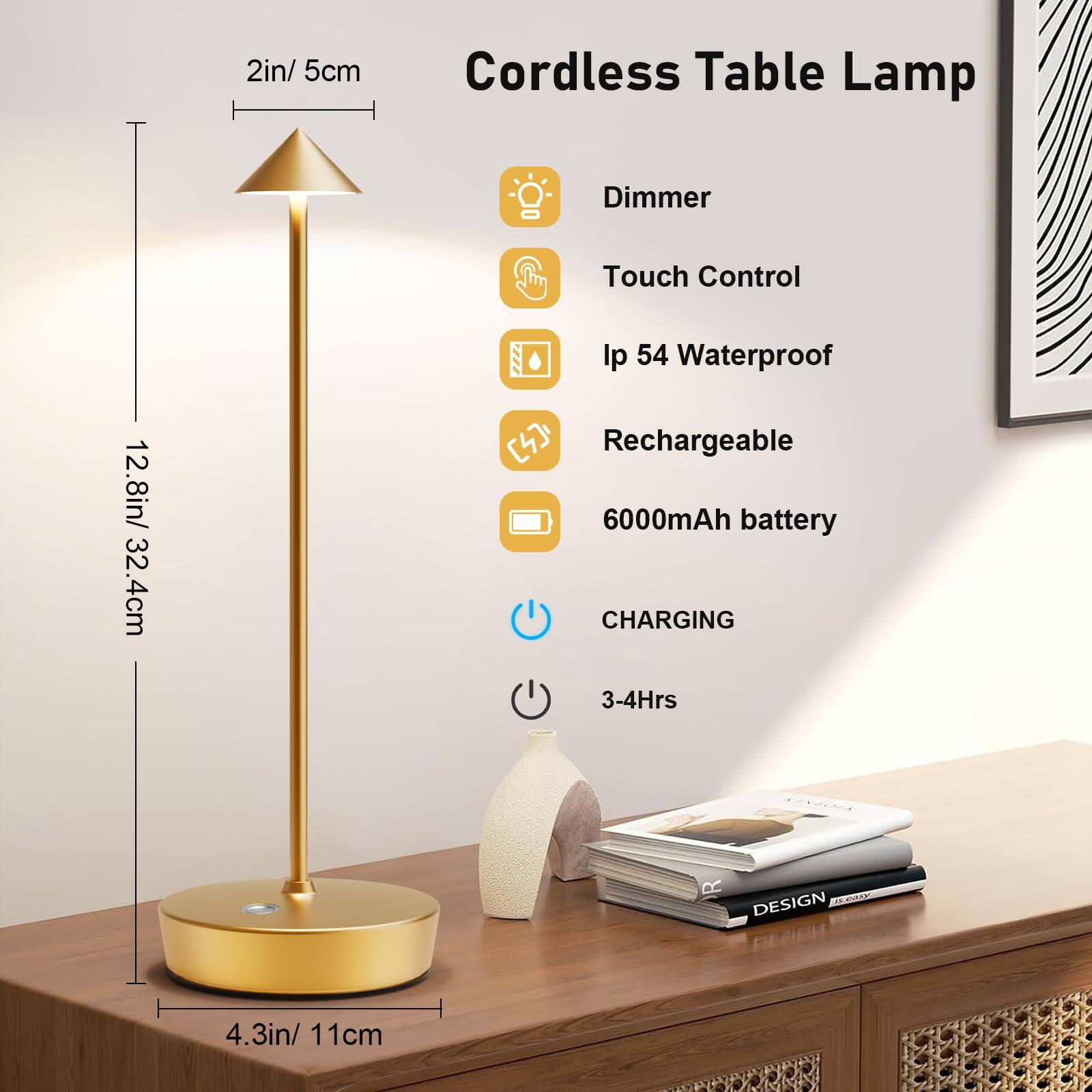 Reds Spade Set Of Rechargeable Cordless Table Lamp Led Operated Desk ...