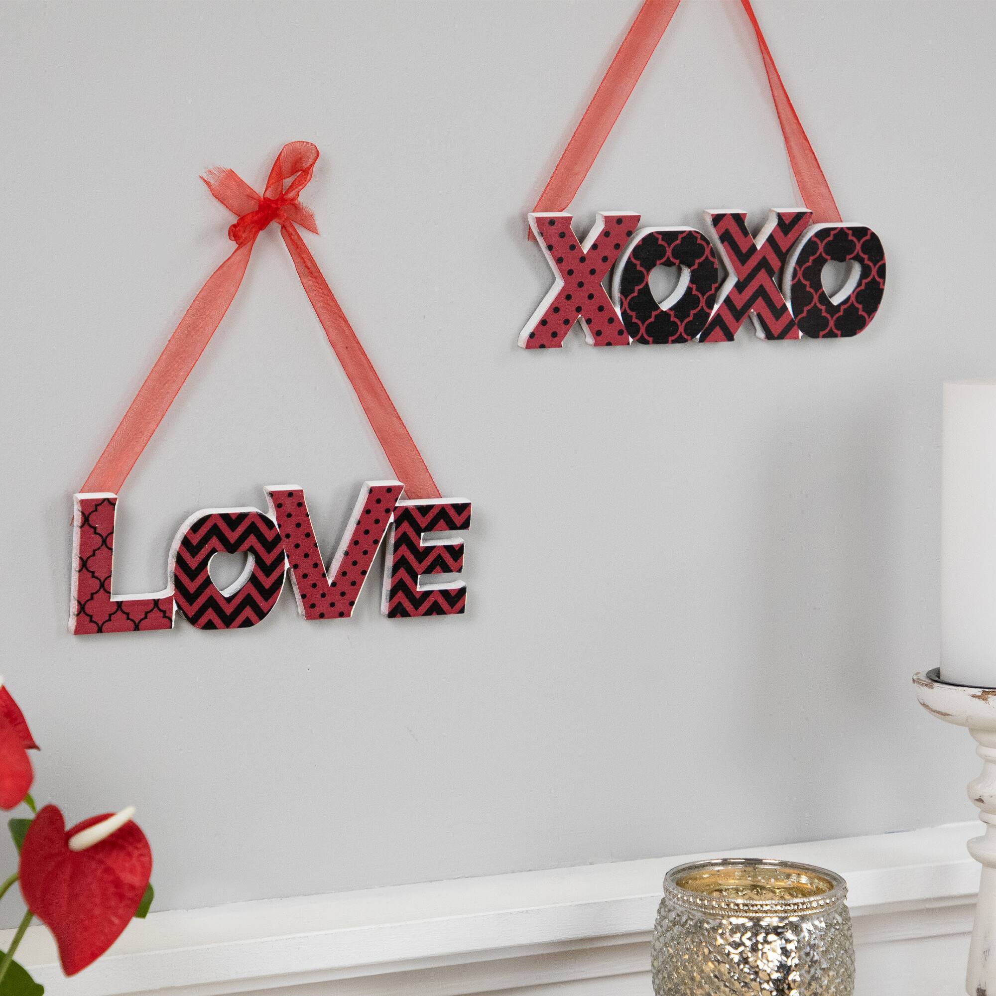 Northlight Wooden LOVE and XOXO Valentine's Day Wall Decorations 8" and ...