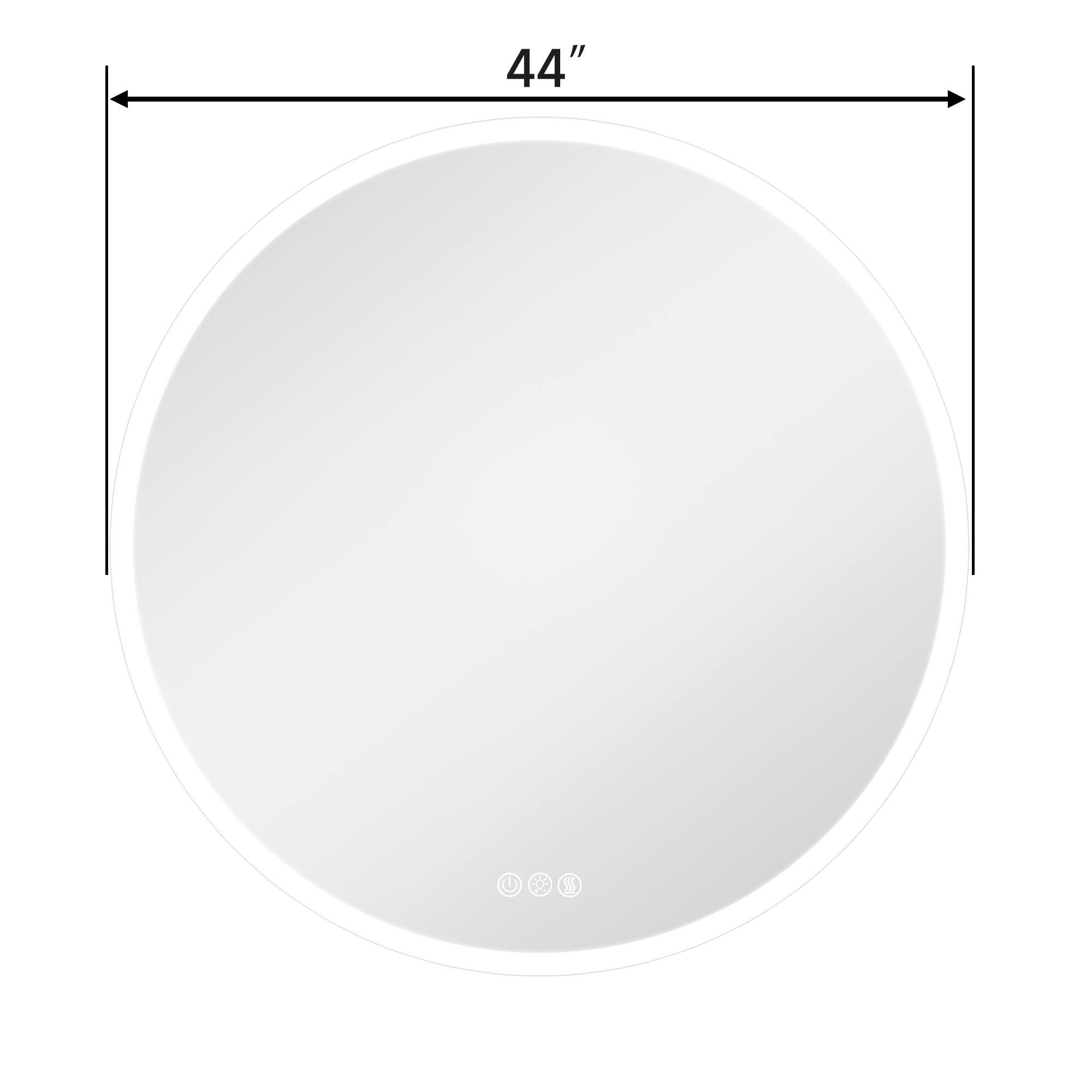 LOVMOR 44 x 44 Inches Round Tempered Glass LED Bathroom Mirror with ...