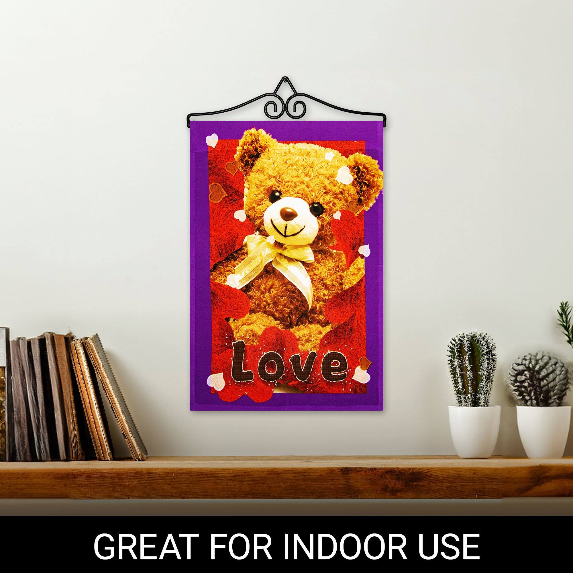 G128 Combo Garden Flag Hanger 14.2 inch with 12x18 inch Love Toy Bear ...