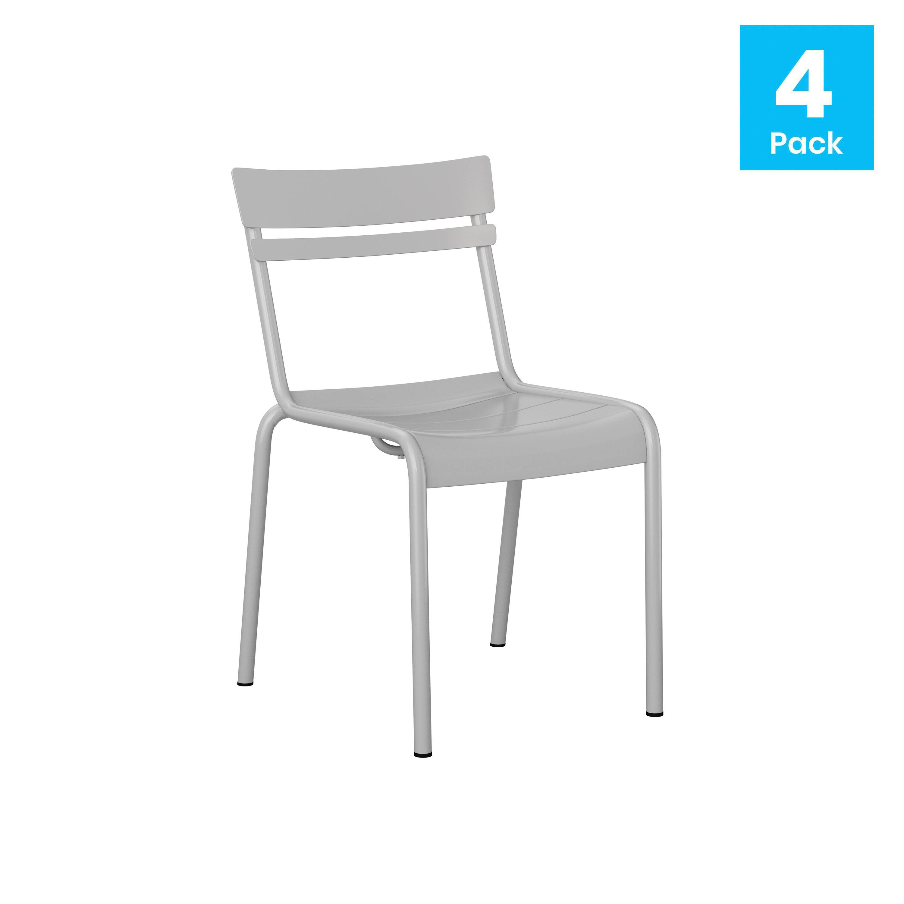 Emma + Oliver Rennes Armless Powder Coated Steel Stacking Dining Chair ...