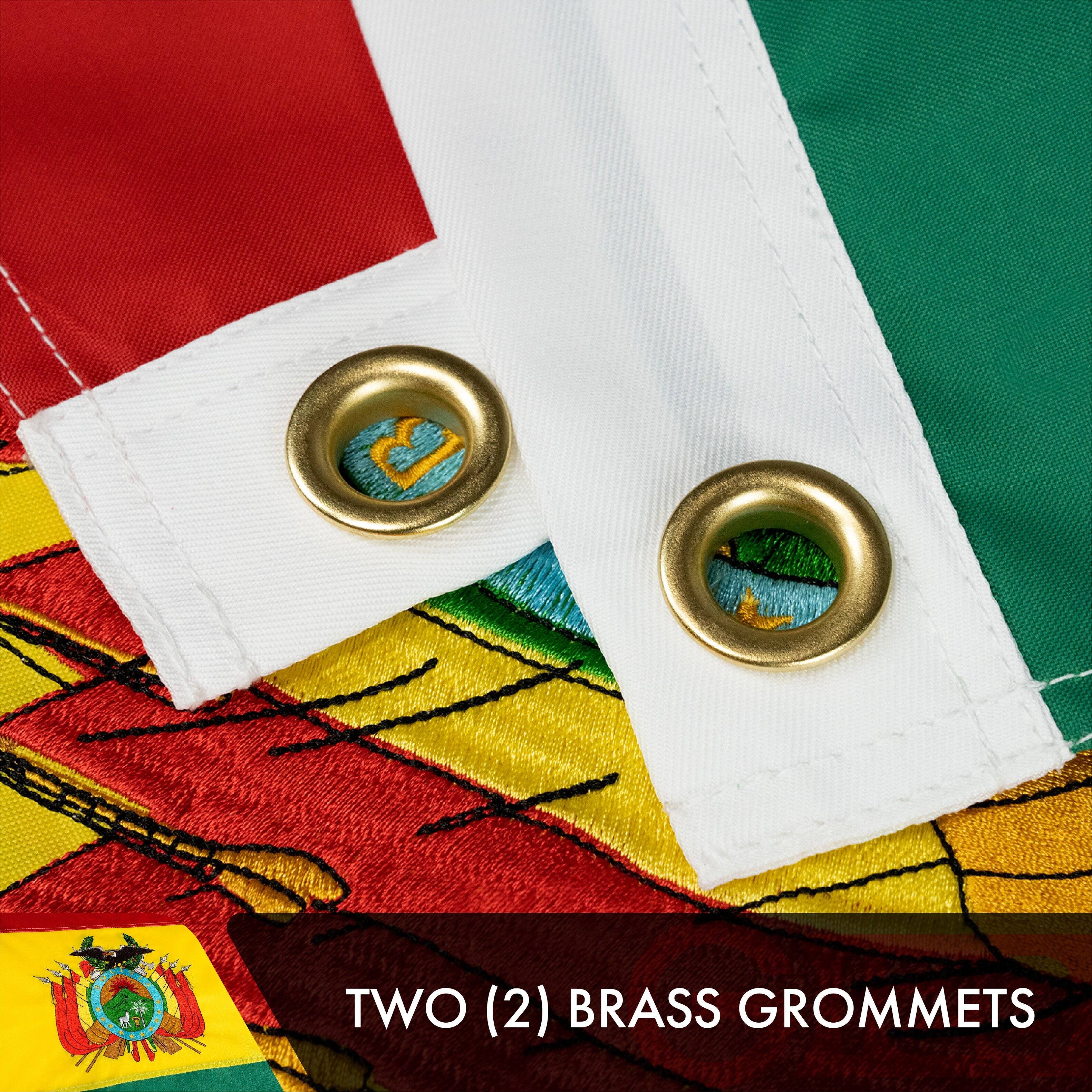 G128 Bolivian Flag, 3 x 5 ft Double Sided Embroidered Polyester with ...