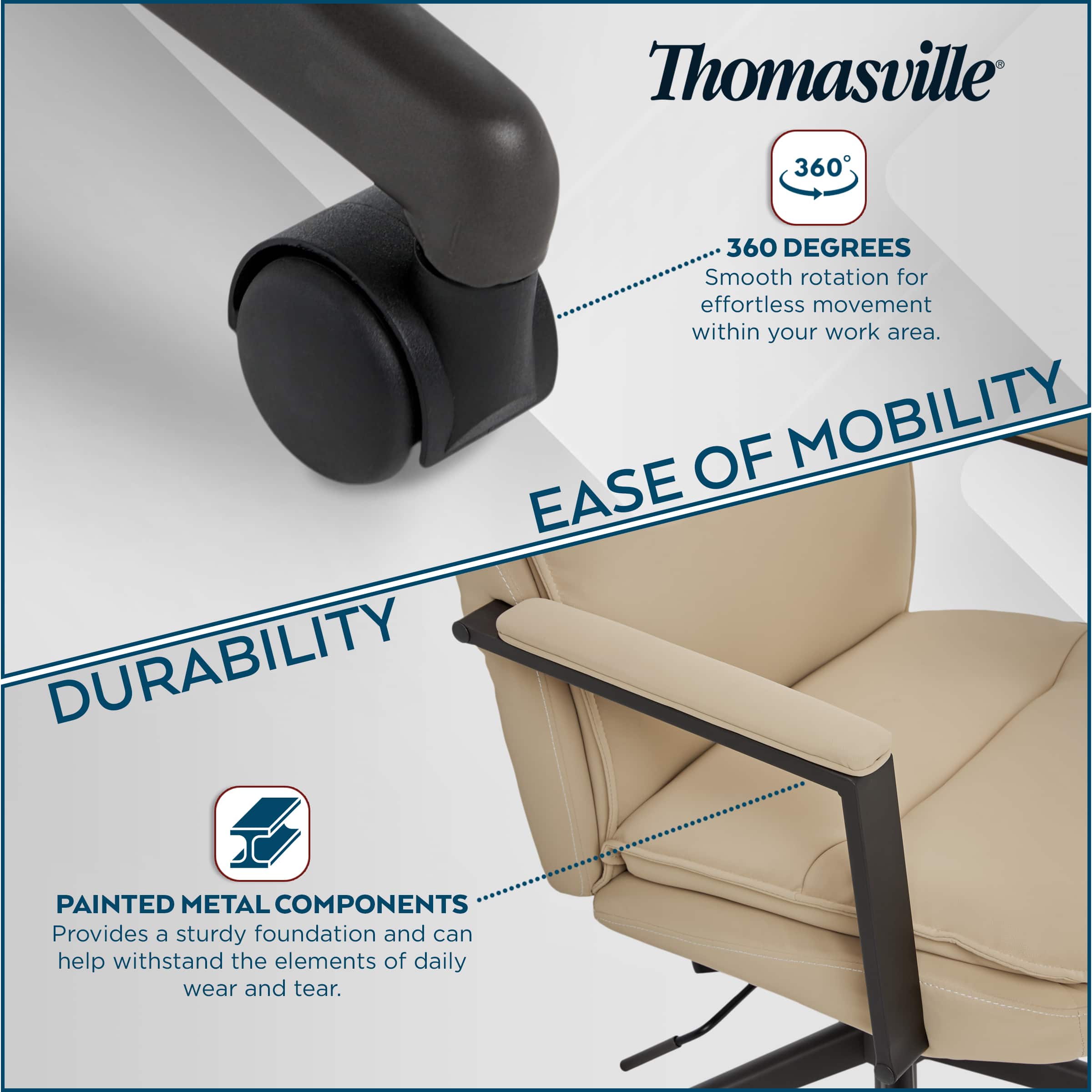 Customer Reviews: Thomasville Upton Bonded Leather Office Chair Cream ...