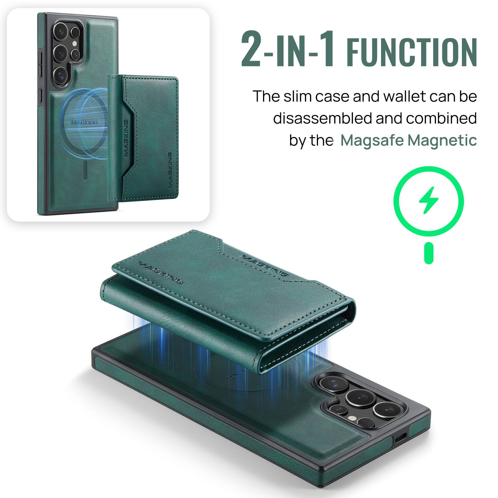 Dteck 2 in 1 Mag Safe Wallet Case for Samsung Galaxy S24 Ultra,PU ...