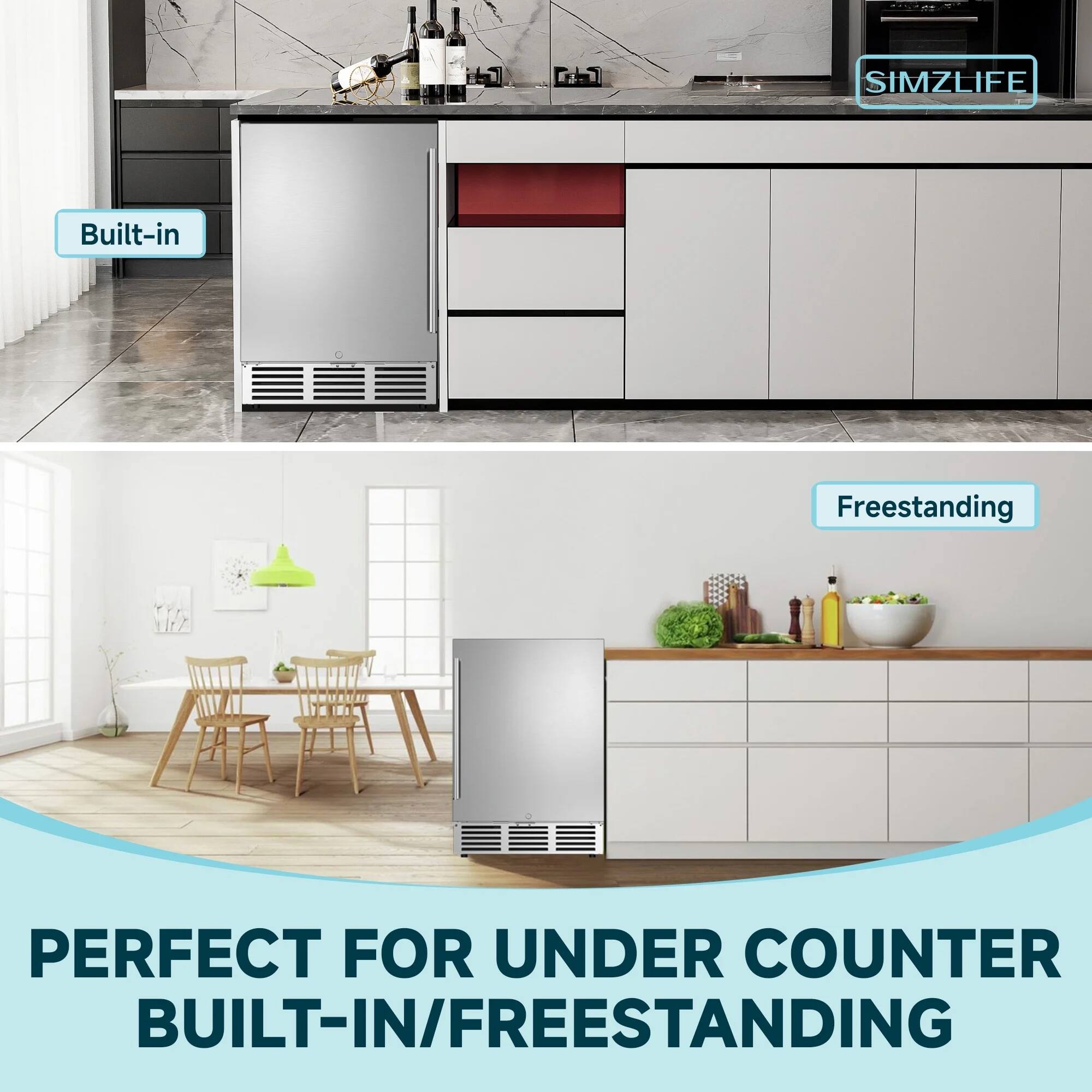 SIMZLIFE 24 Inch Under Counter Beverage Refrigerator 180 Cans Capacity ...