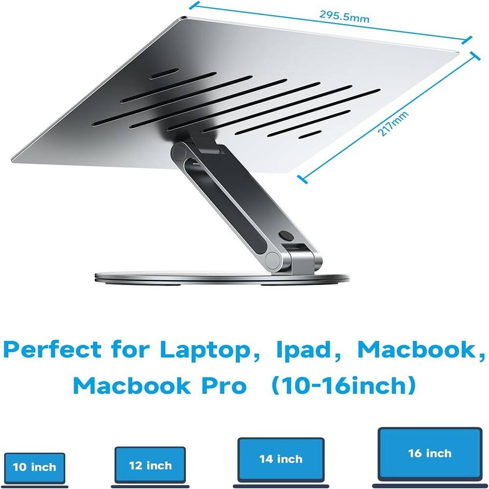 ACJPR Aluminum Laptop Stand, 360° Rotating Foldable Riser with Cooling ...