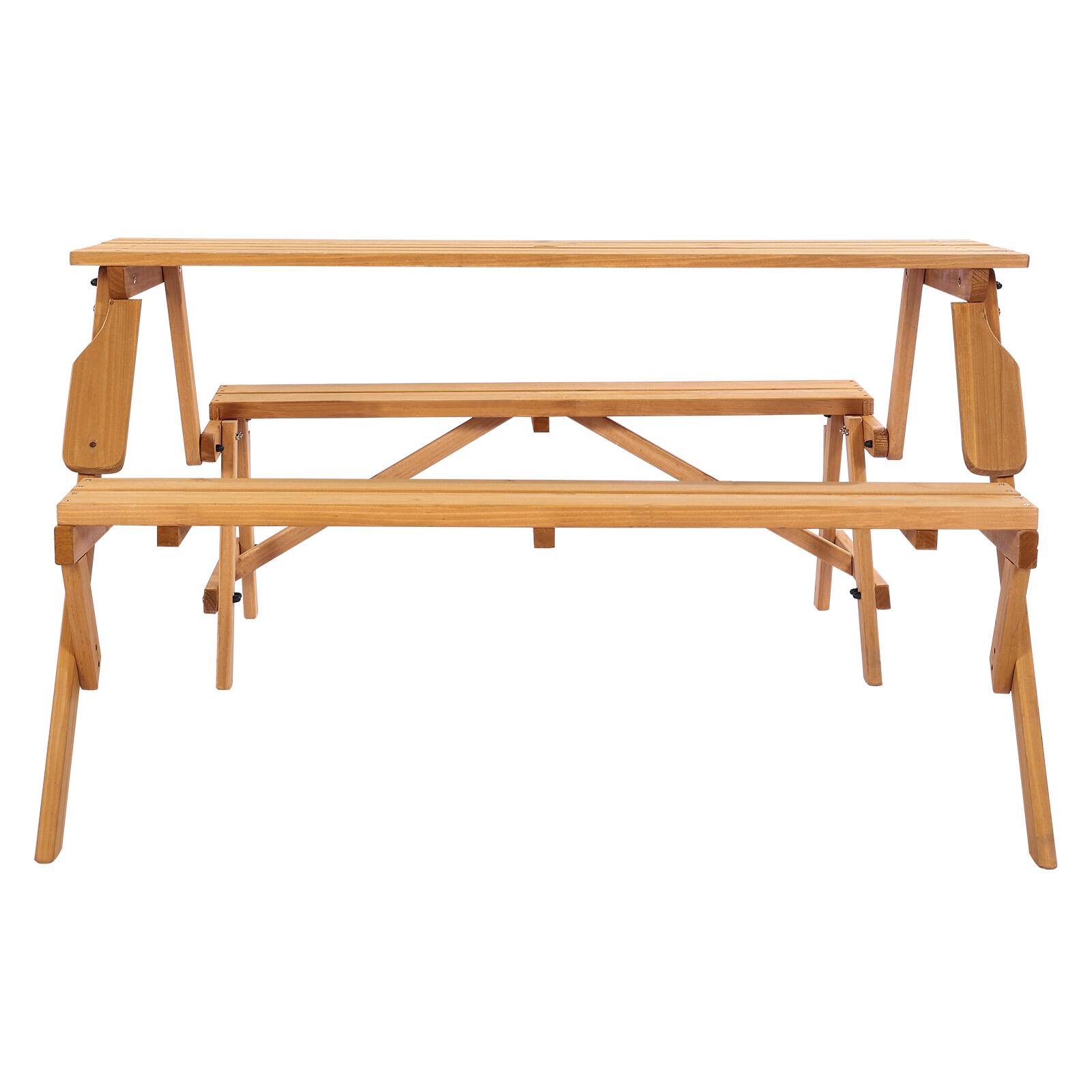 VEVOR 2 in 1 Transforming Interchangeable Picnic Table, Outdoor Wooden ...