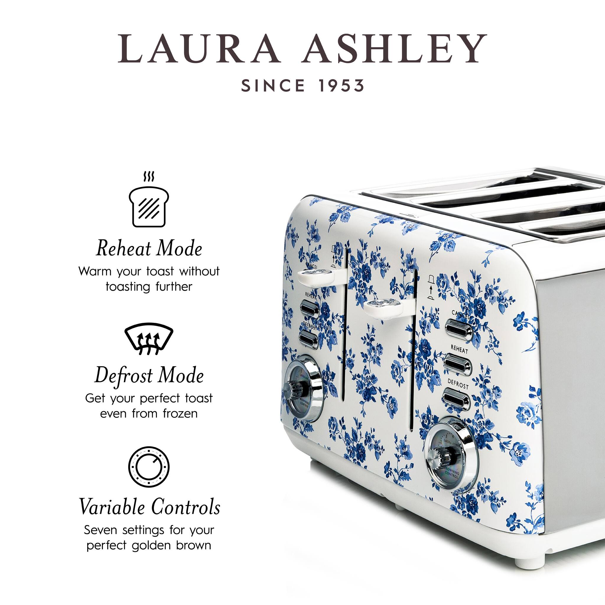 Laura Ashley 4 Slice Toaster China Rose VQSBT583LACR - Best Buy