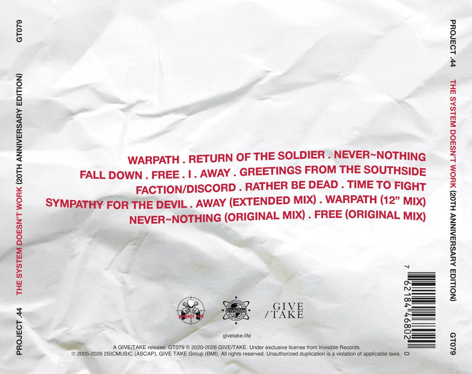 Project .44 The System Doesn't Work (20th Anniversary Edition) COMPACT ...