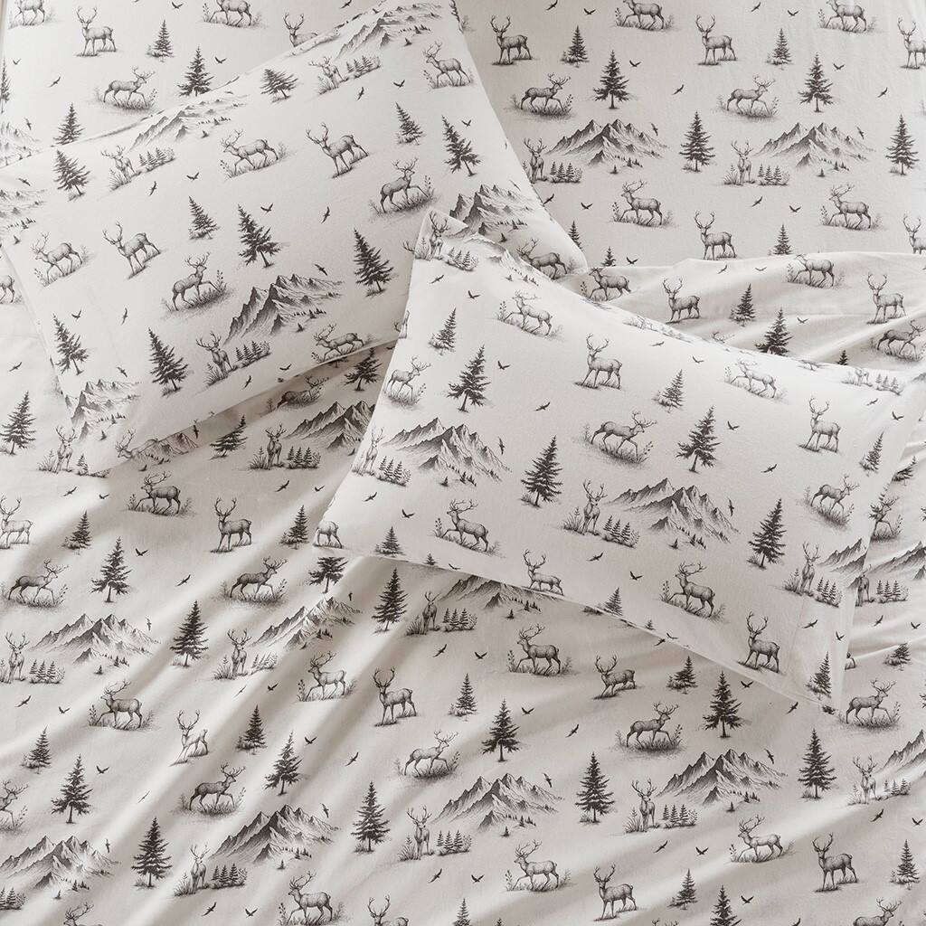 Gracie Mills Kayce Flannel Sheet Set Gray Deer Toile 0993-02RW - Best Buy