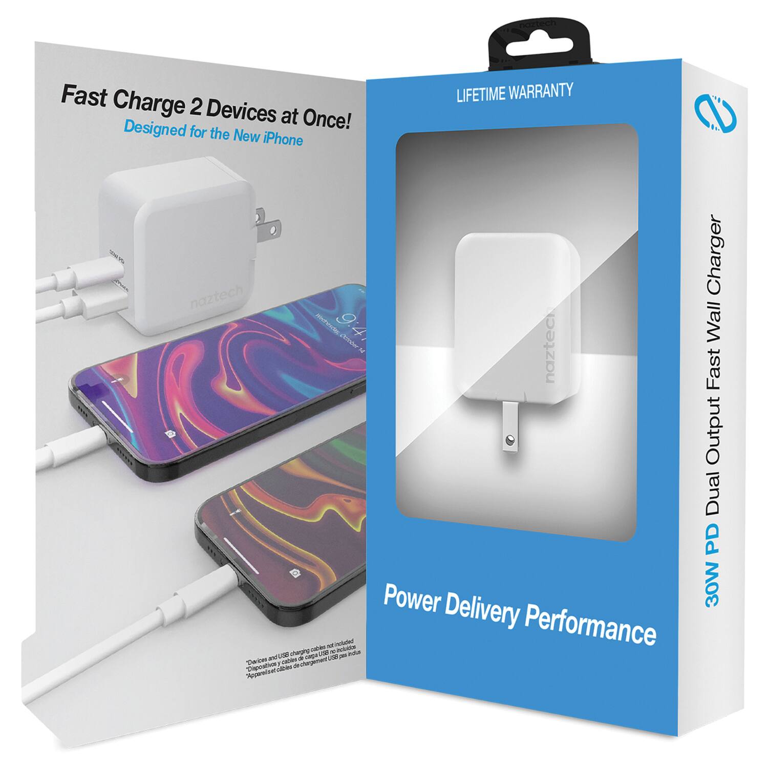 Naztech 15387 30 watt Power Delivery Dual output Usb c Fast Wall ...