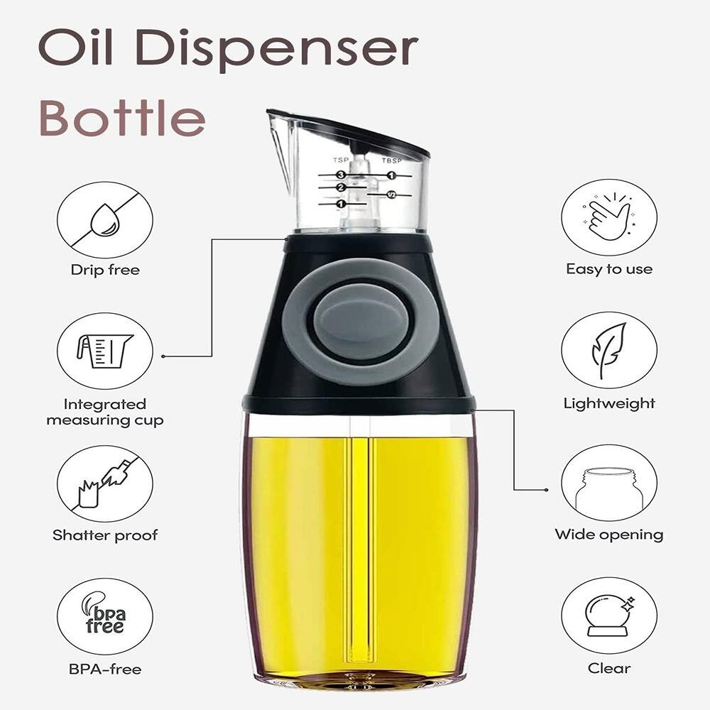 Schertz Oil Dispenser Bottle 8.5oz Clear Glass with Measuring Scale ...