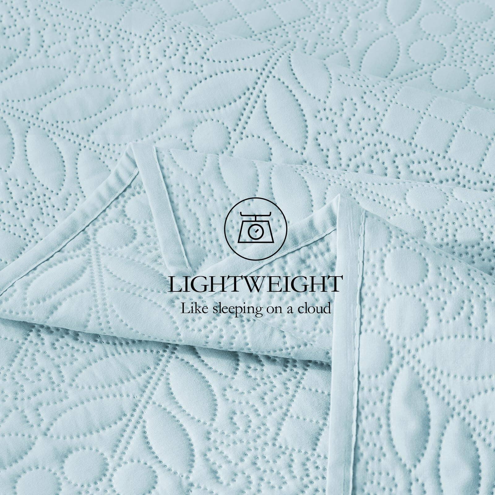 TECH SAFARI Quilt Set Lightweight Sky Bedspreads Vintage Olive Leaf Pattern Ultra Soft ...