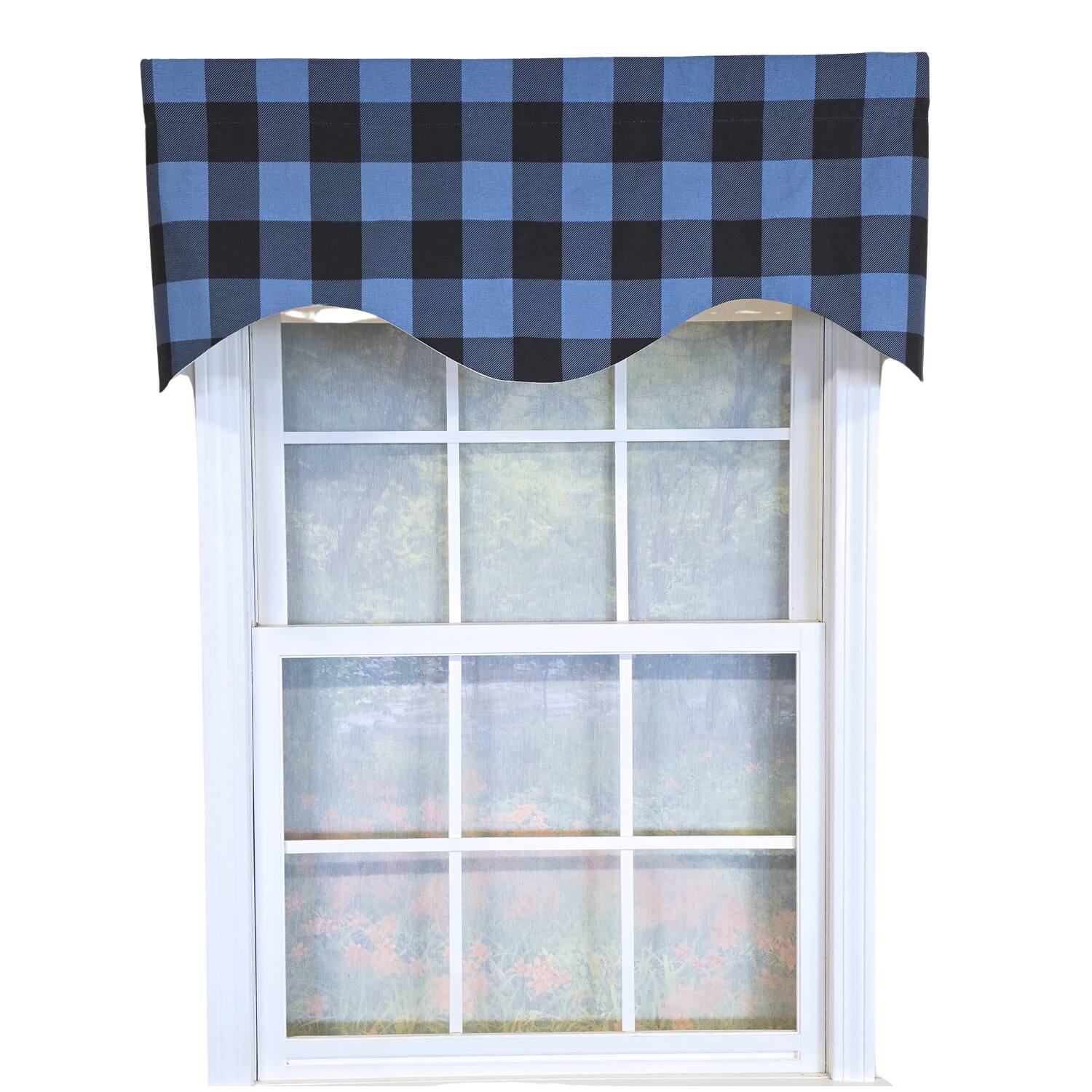 RLF Home 100% Cotton Barnyard Check Cornice Fully lined Windows Rod ...