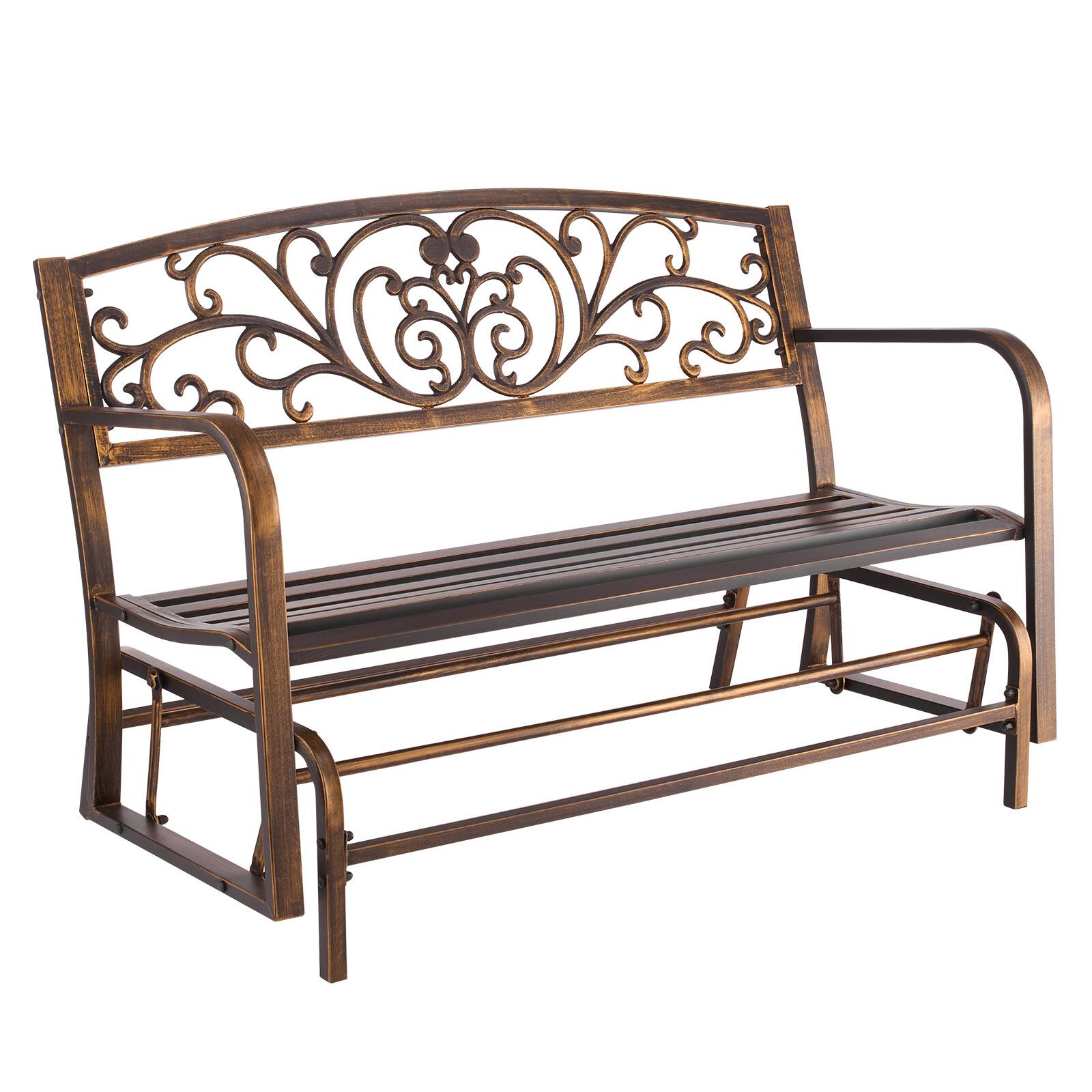 VEVOR Outdoor Bench, 50 inch, Carbon Steel Metal Frame with Cast Iron ...