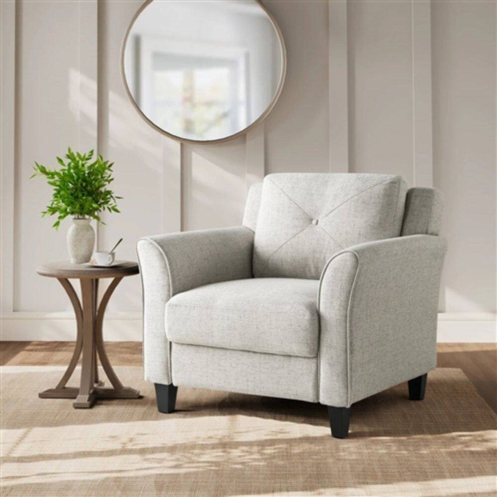 Hivvago Cream Microfiber Upholstered Chair Armchair with Button Tufted ...